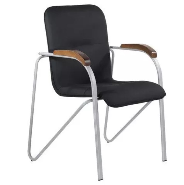 Кресло BRABIX Samba CF-104, серый каркас, накладки "орех", кожзам черный, собрано, 532759