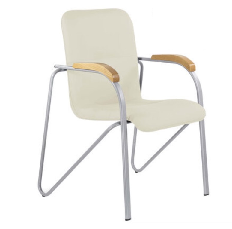 Кресло BRABIX Samba CF-104, серый каркас, накладки "бук", кожзам бежевый, собрано, 532760