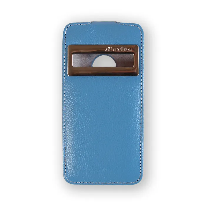 Кожаный чехол с окошком Melkco Jacka ID Type для Apple iPhone 5/5S/SE голубой