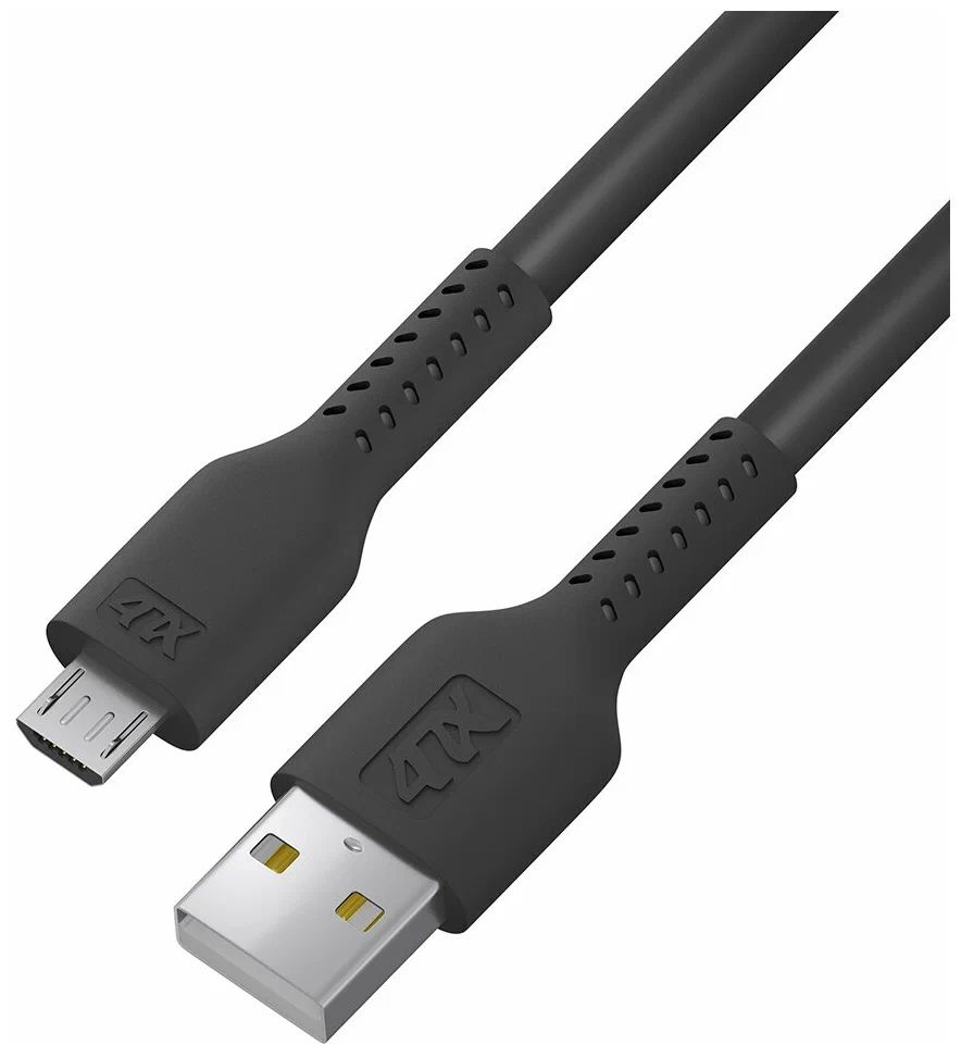 Кабель 4ПХ 1.0m USB - Micro USB, ПВХ, черный/черный