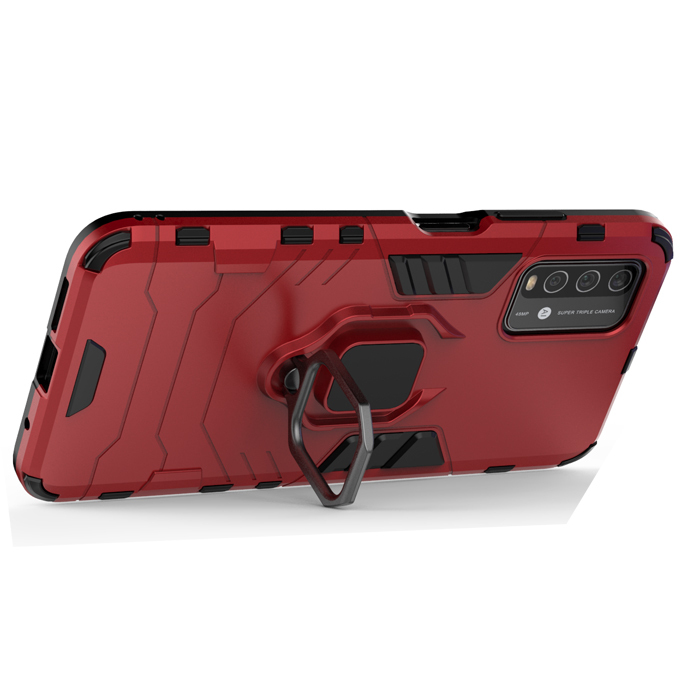 Противоударный чехол с кольцом Panther Case для Xiaomi Redmi 9T (красный)
