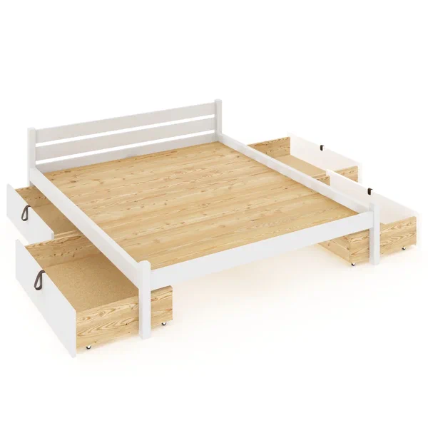 Кровать Solarius Классика сплошное основание 180х200 с 4 выкатными ящиками, цвет белый