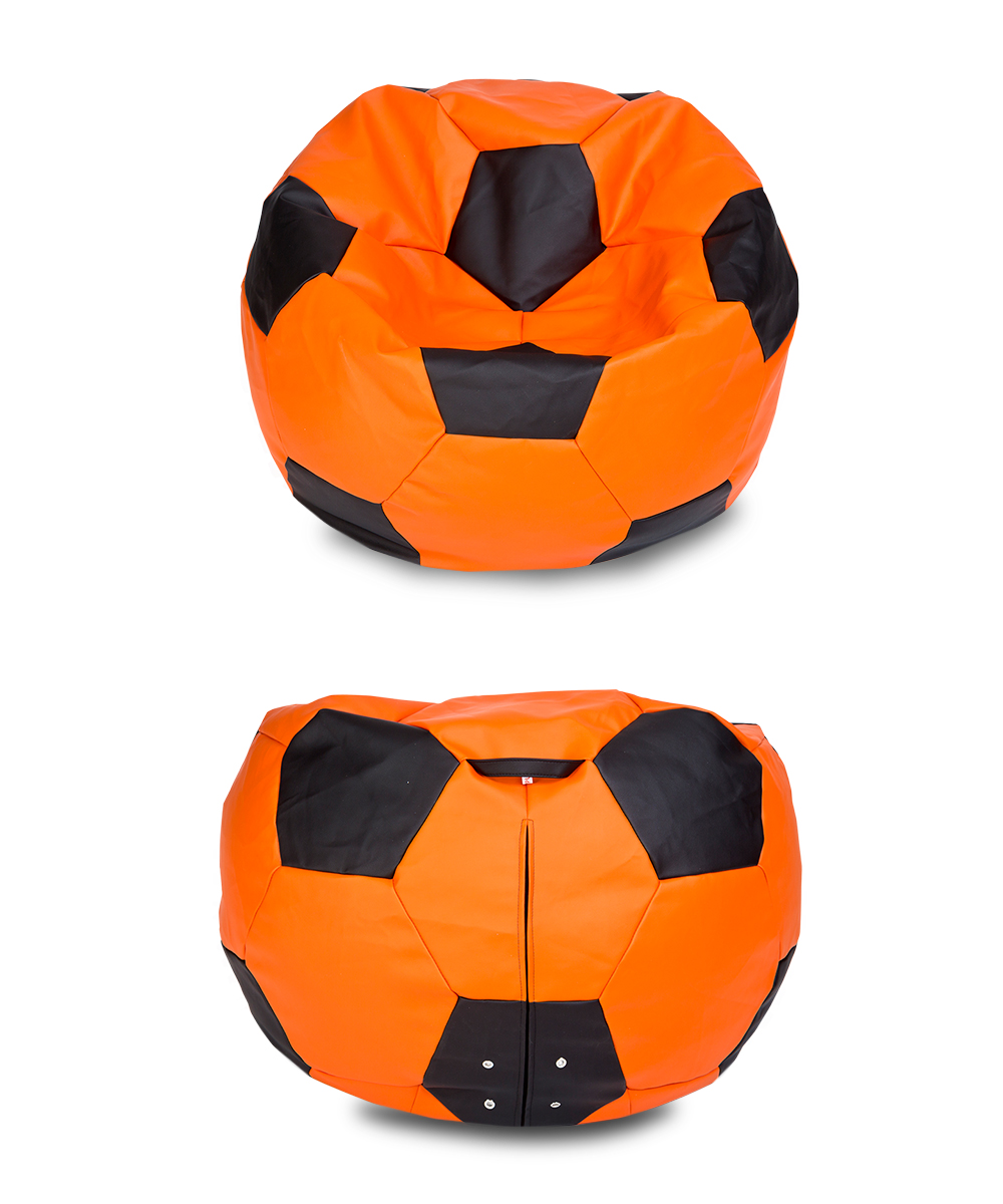 Кресло-мешок WowPuff Мяч Футбольный большой экокожа ткань пенополистирол, Оранжевый