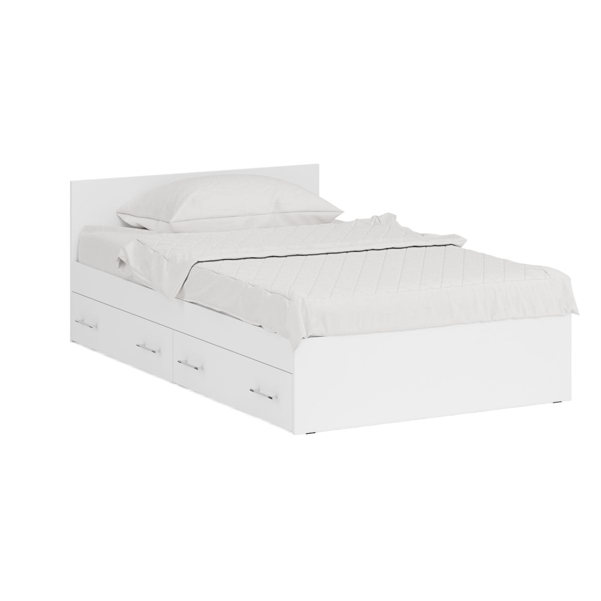 Кровать Стандарт СВК с ящиками 1200 белый, 123,5х203,5х70 см, сп.м. 1200х2000 мм
