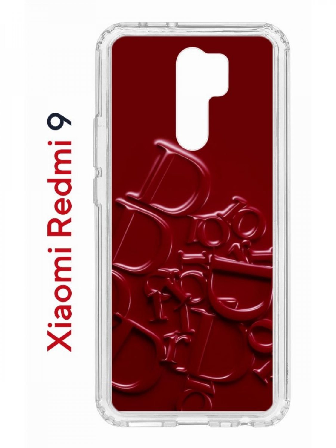 Чехол на Xiaomi Redmi 9 с принтом Kruche Print Dior,противоударный бампер,с защитой камеры