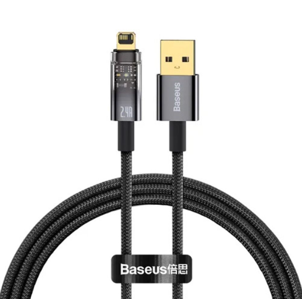 Кабель Baseus Explorer USB - Lightning 2.4A, 1 м, черный (CATS000401)