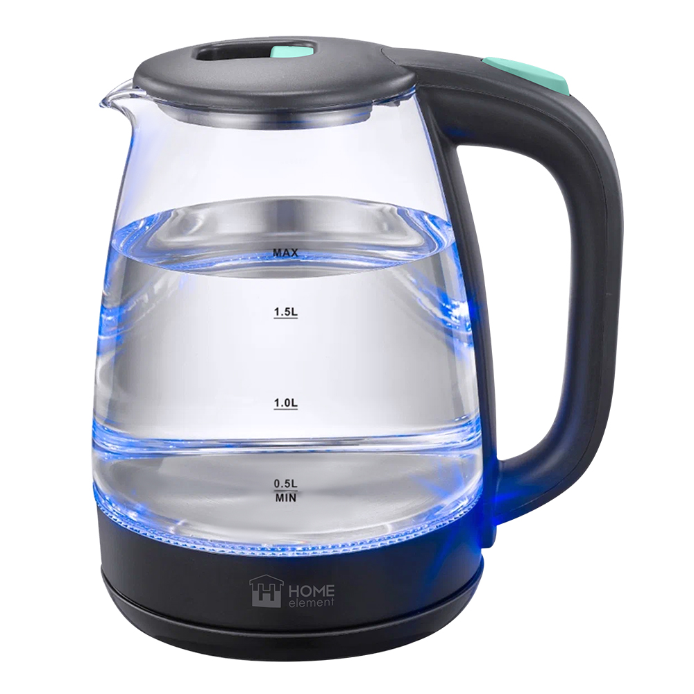 Чайник электрический Home Element HE-KT2310 1.8 л голубой, прозрачный, черный