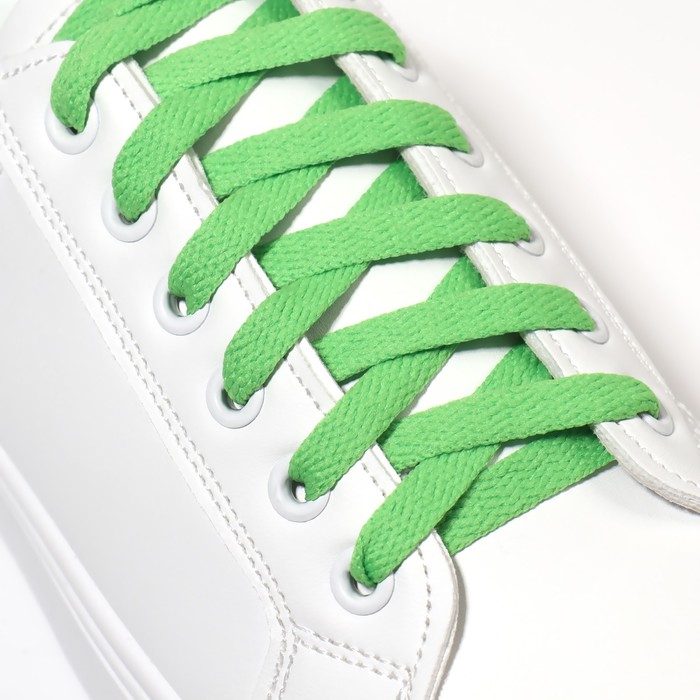Шнурки для обуви ONLITOP 9398413 плоские, 8 мм, 120 см, зеленый, пара