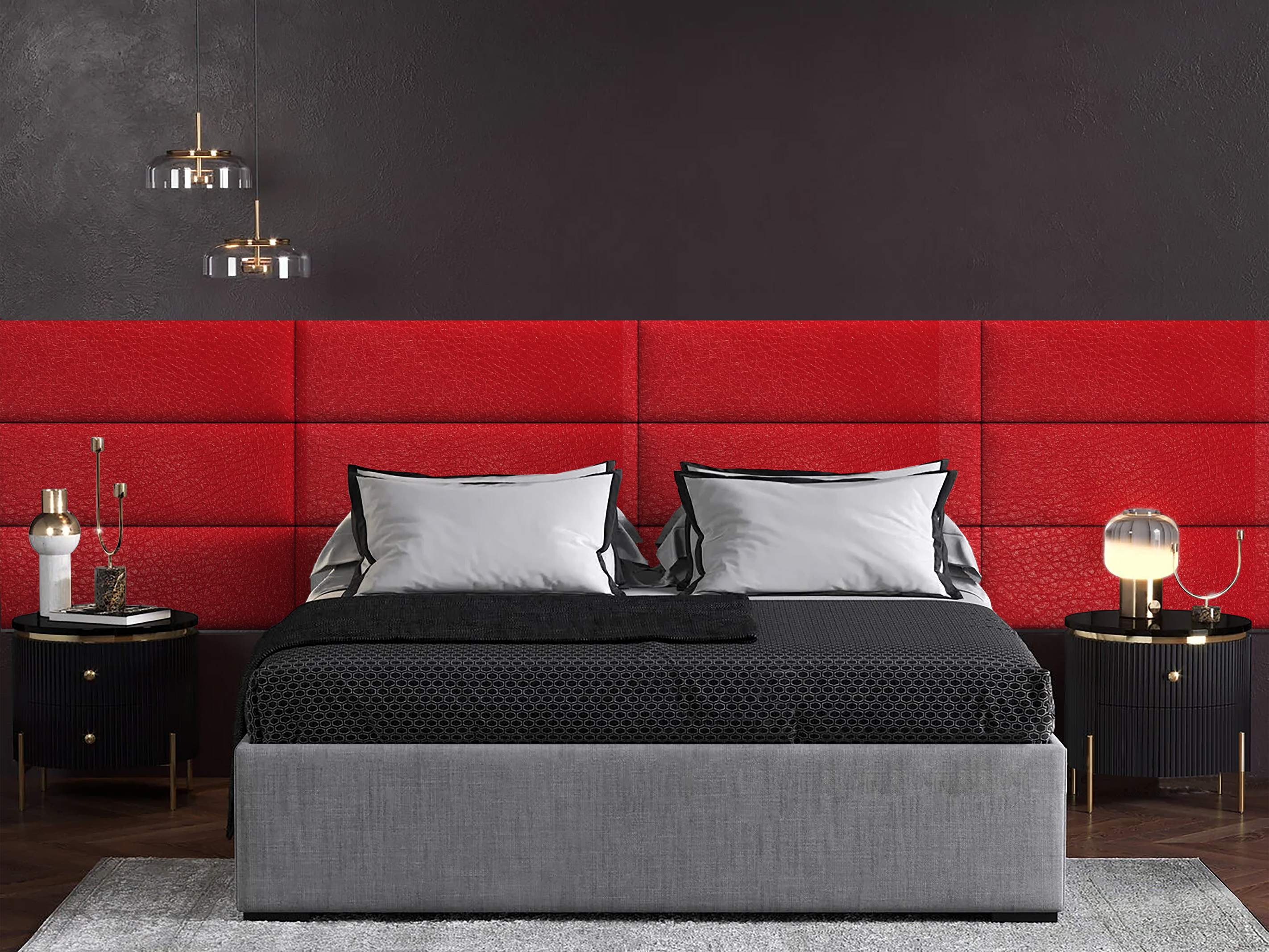Панель кровати Eco Leather Red 30х100 см 4 шт.