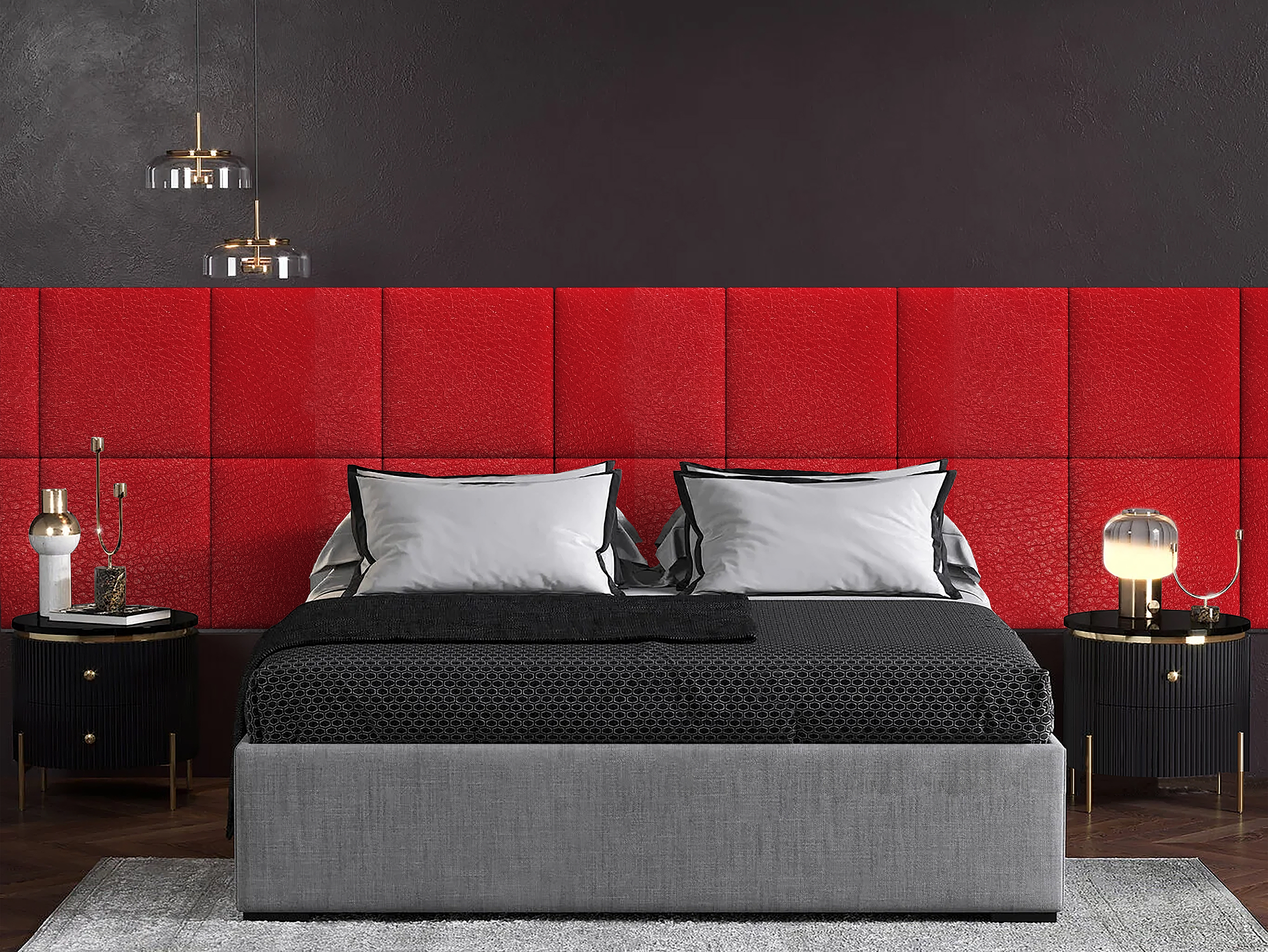 Панель кровати Eco Leather Red 50х50 см 1 шт.