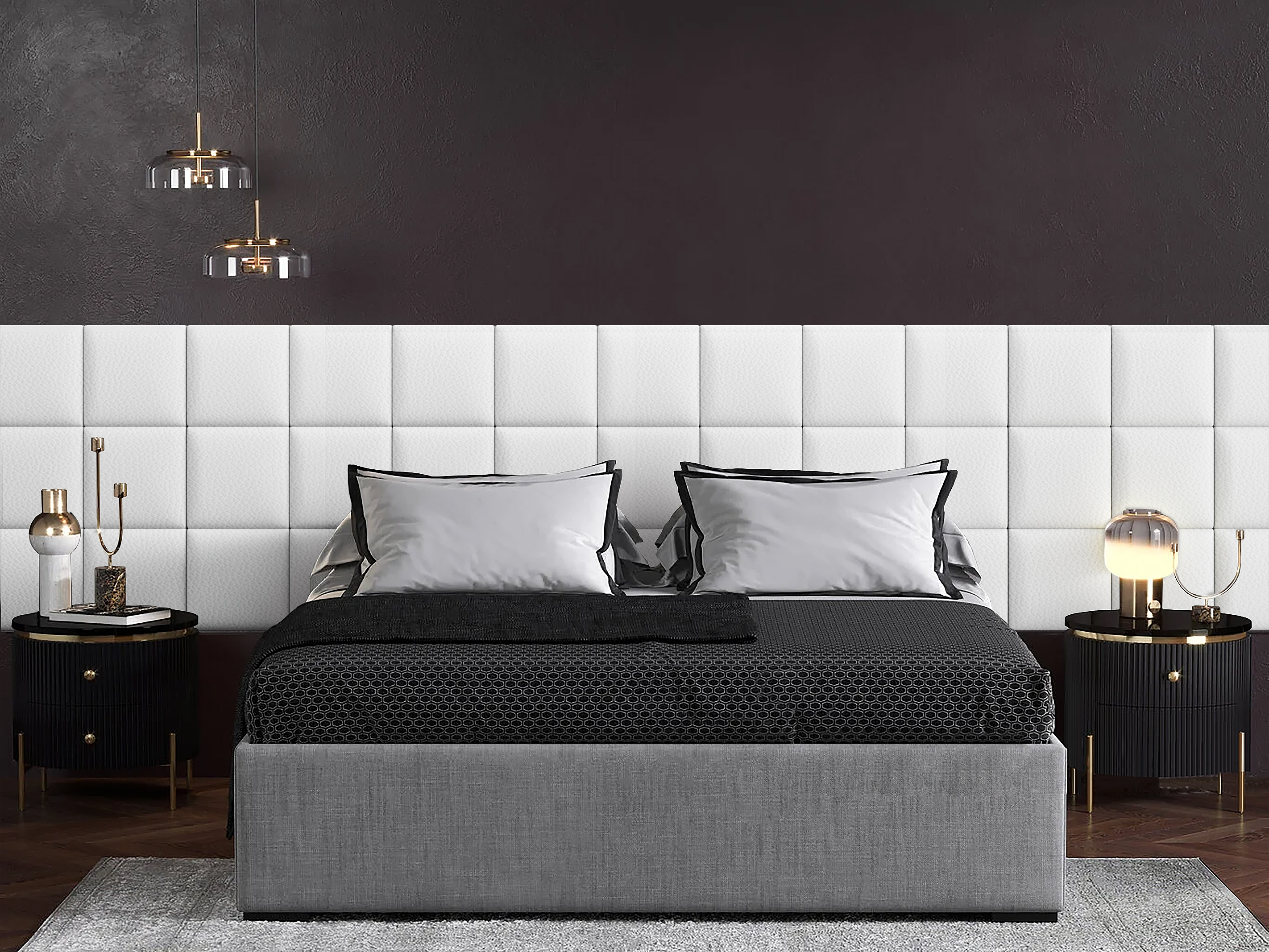 Панель кровати Eco Leather White 30х30 см 4 шт.