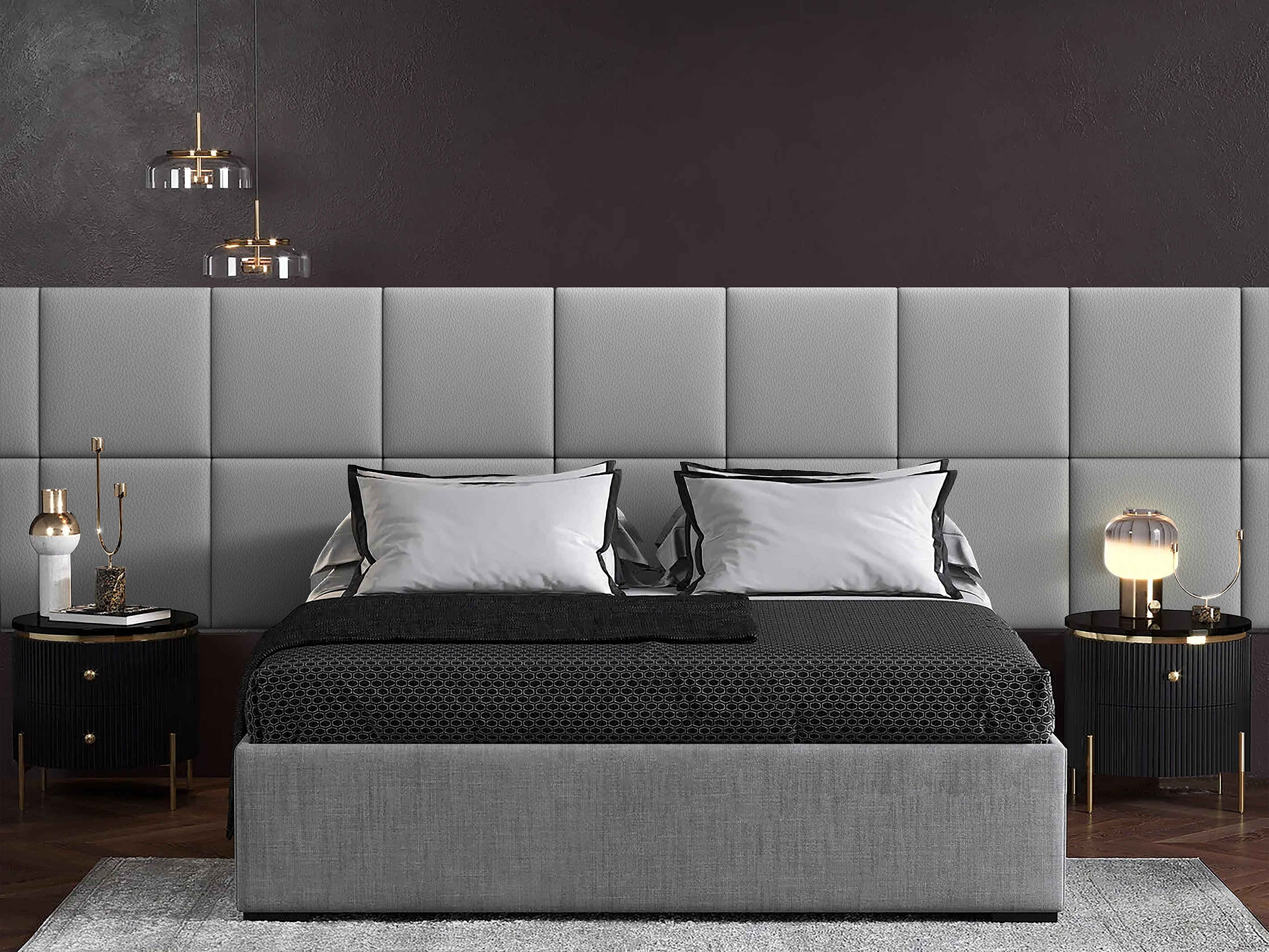 Панель кровати Eco Leather Grey 50х50 см 1 шт.