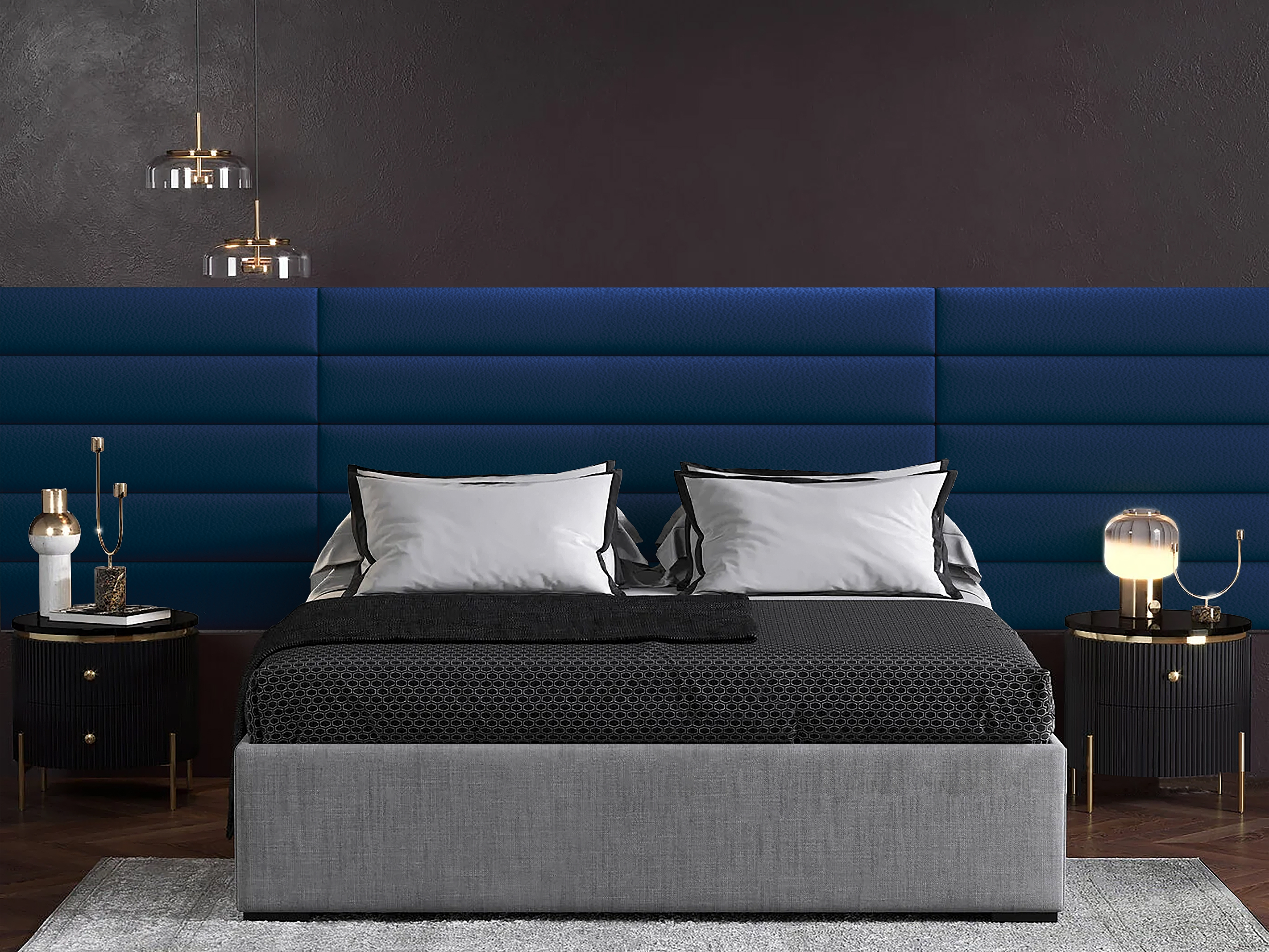 Панель кровати Eco Leather Blue 20х180 см 1 шт.