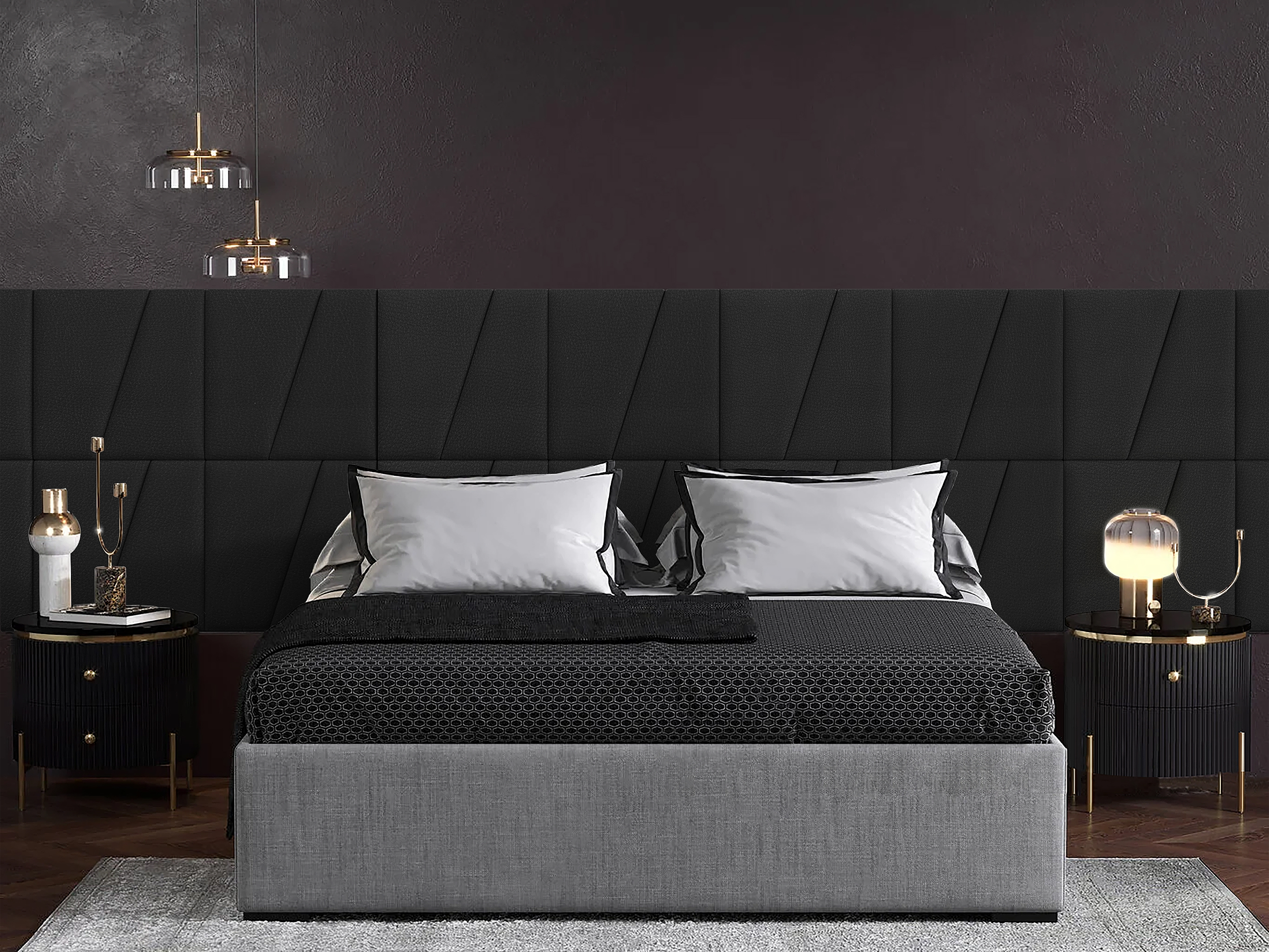 Панель кровати Eco Leather Black 50х50DL см 2 шт.