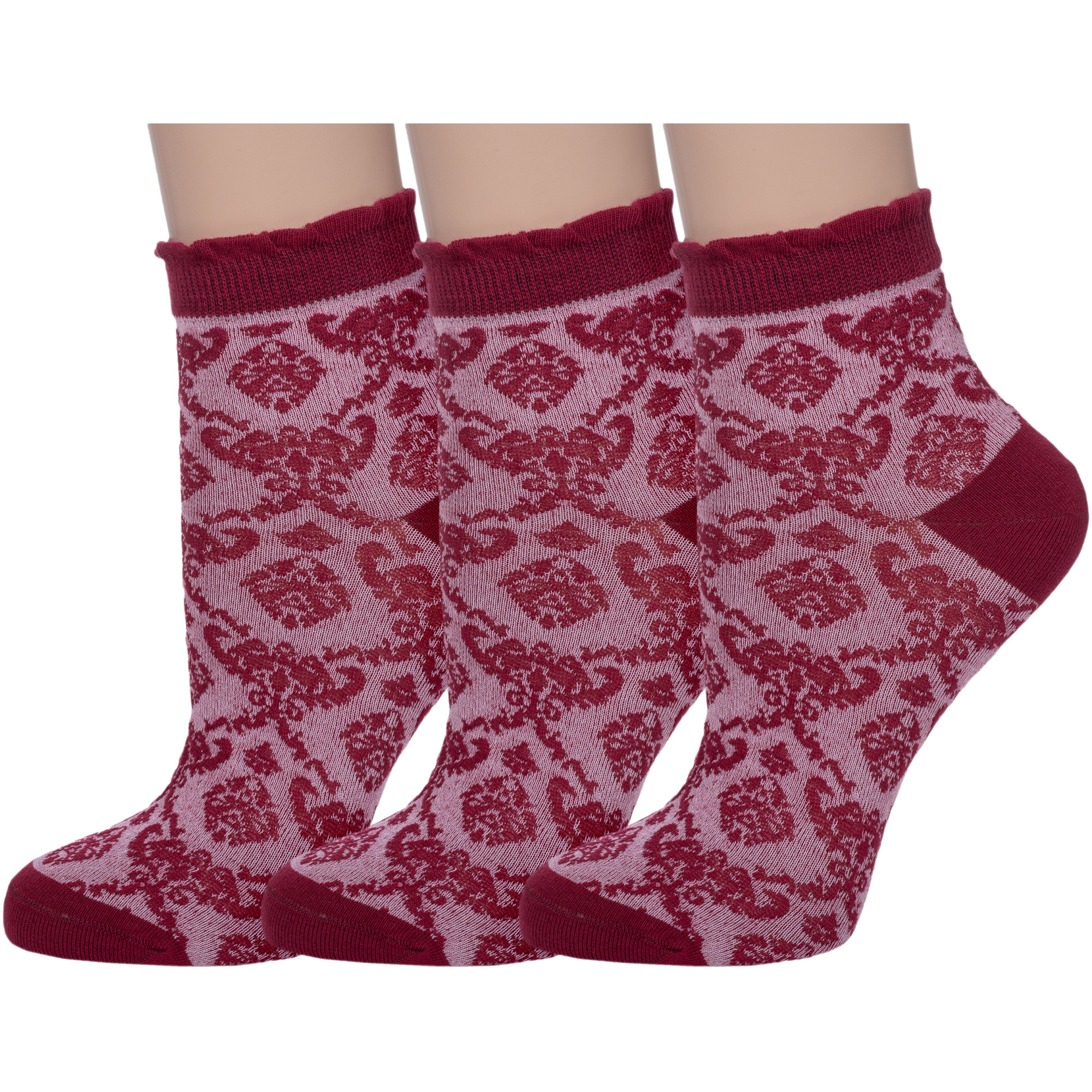 Комплект носков женских АКОС 3-FW41N7 бордовых 21-23