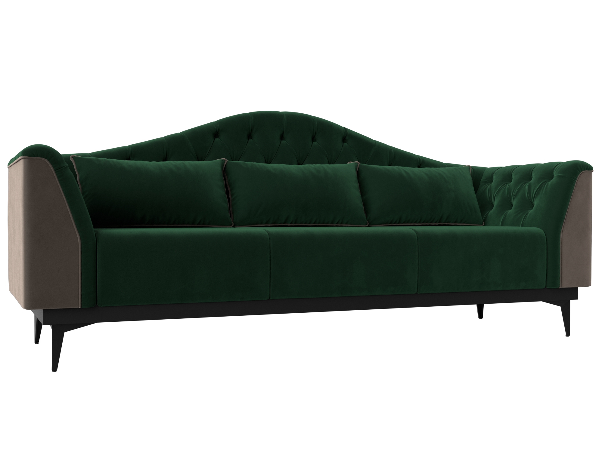Прямой диван Флорида велюр зеленый/коричневый