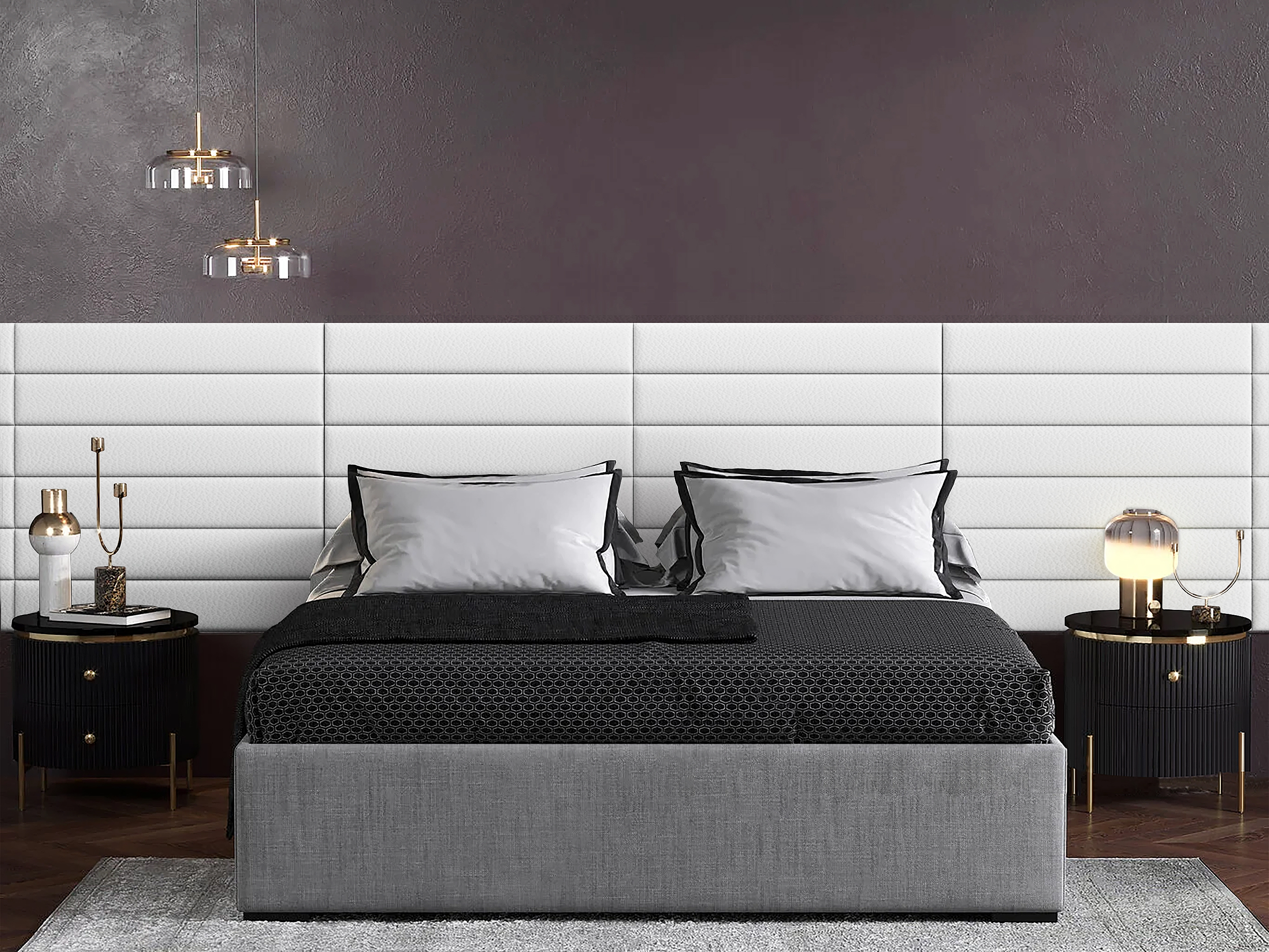 Панель кровати Eco Leather Silver 15х90 см 4 шт.
