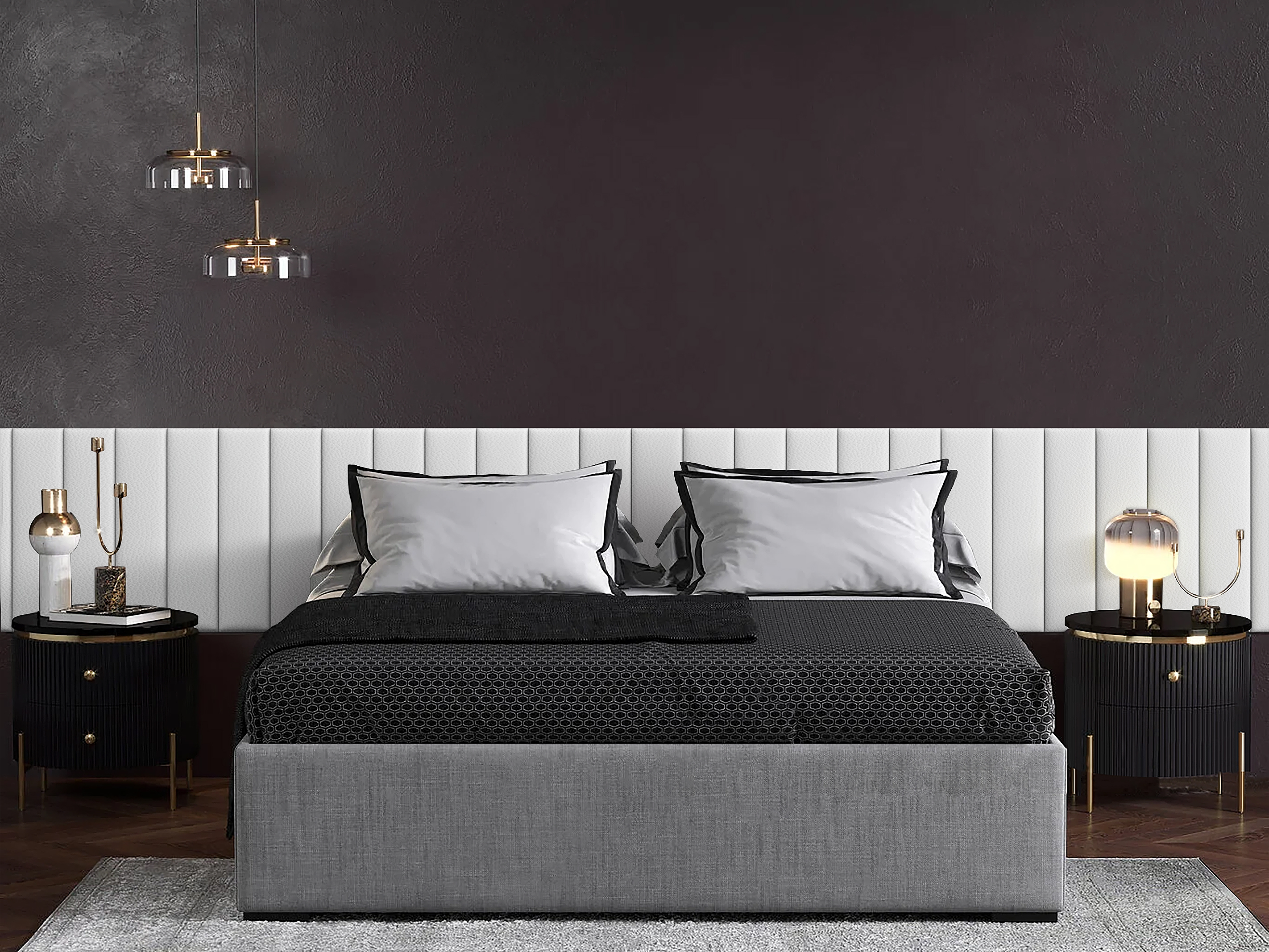 Панель кровати Eco Leather White 15х60 см 4 шт.
