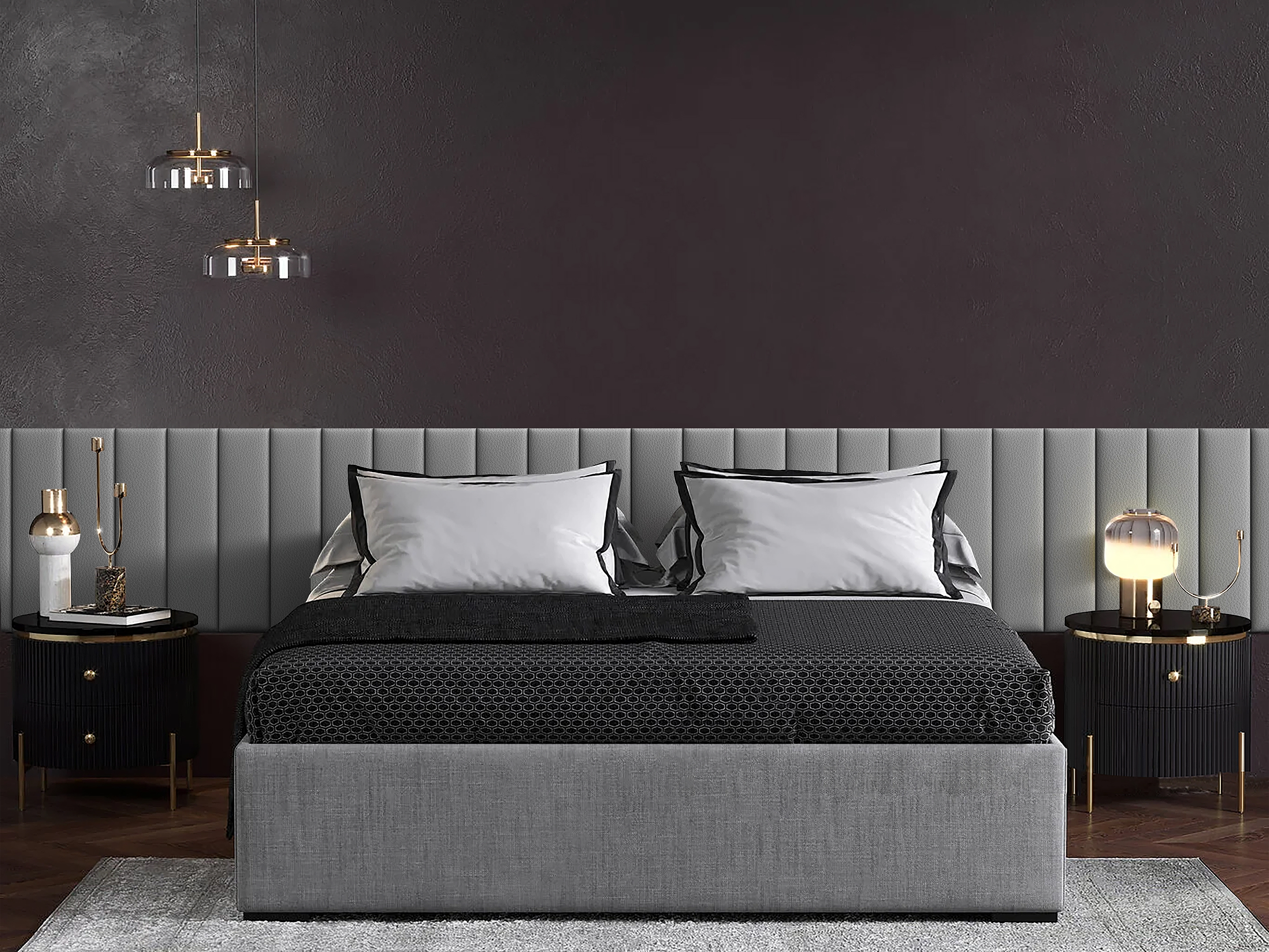 Панель кровати Eco Leather Grey 15х60 см 2 шт.