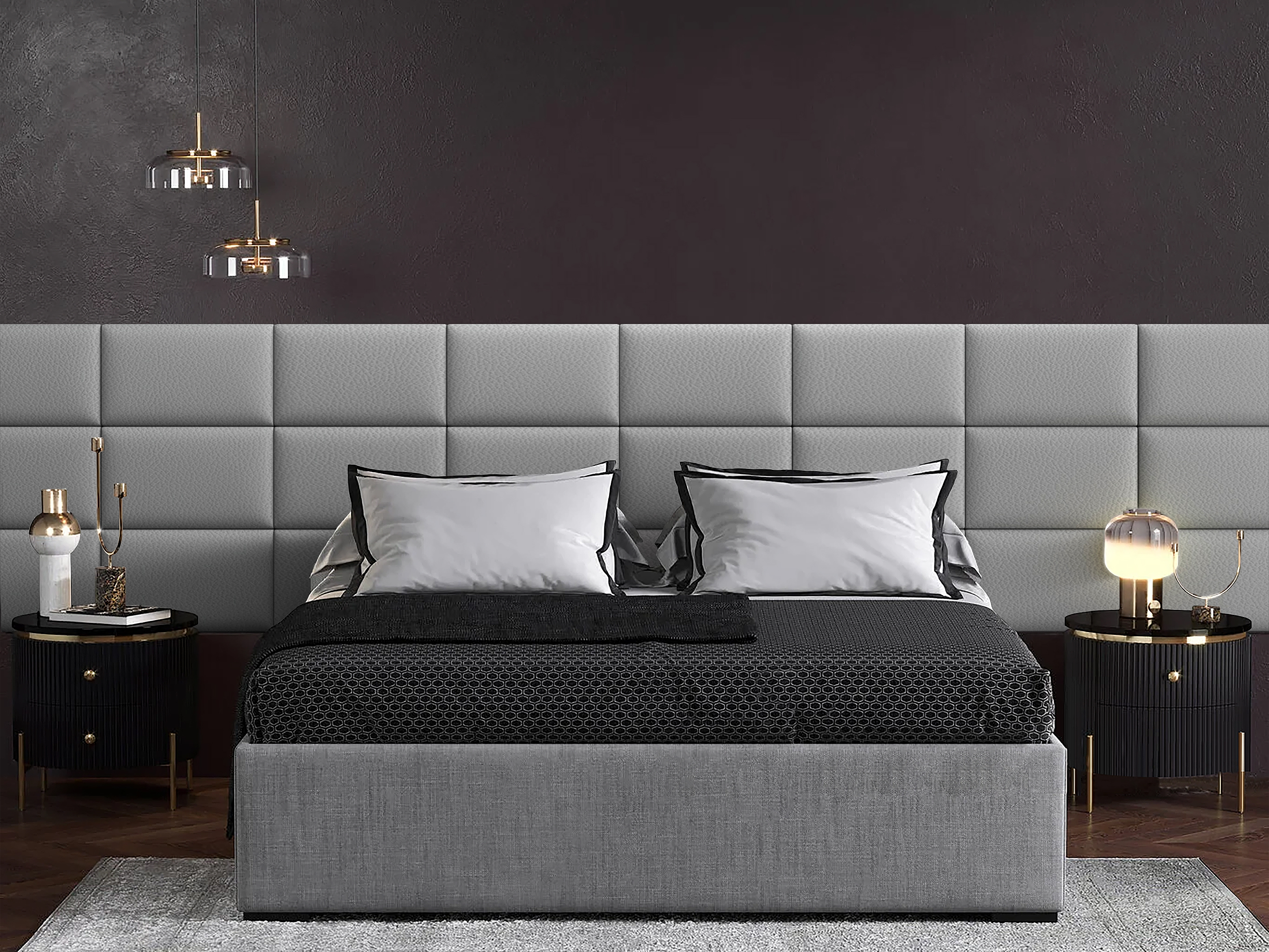 Панель кровати Eco Leather Grey 30х50 см 4 шт.