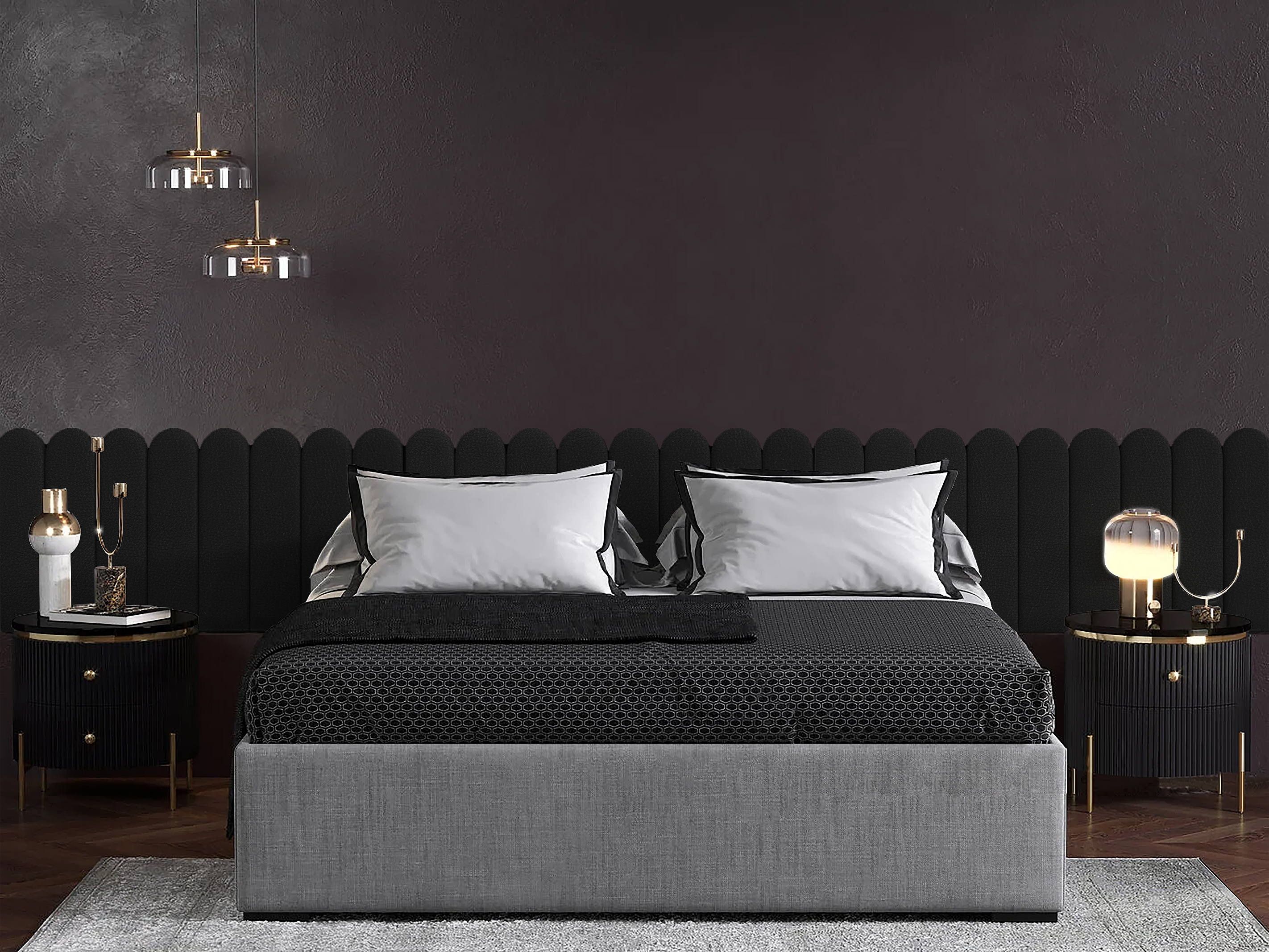 Панель кровати Eco Leather Black 15х60R см 2 шт.