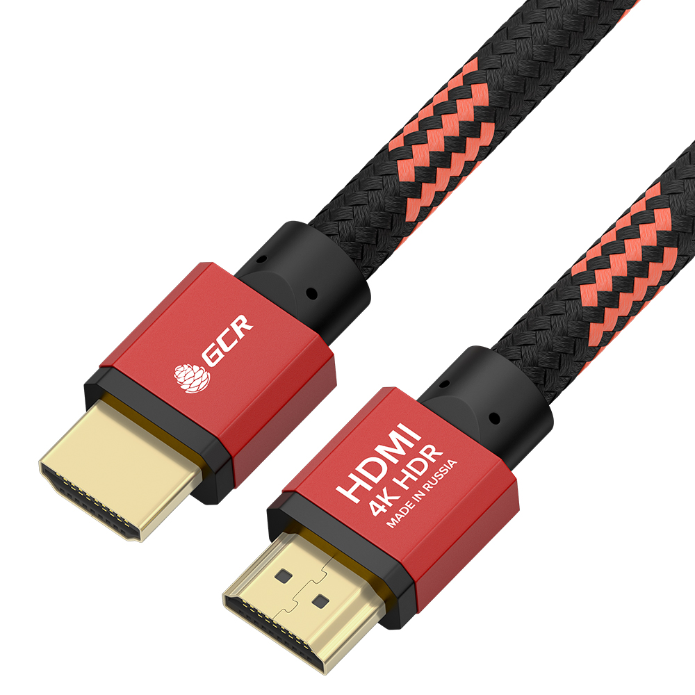 Кабель GCR HDMI - HDMI, 0.5м черный, красный (GCR-54504)