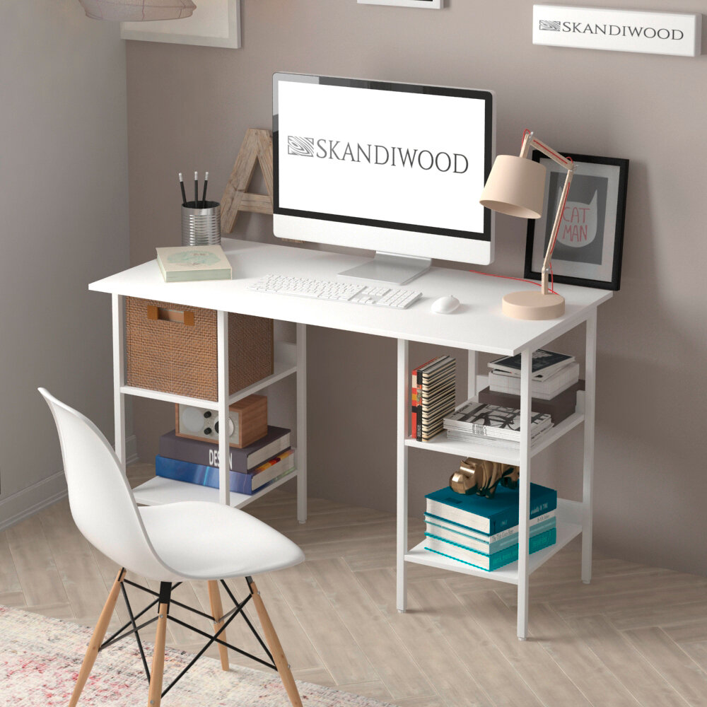 Стол письменный SKANDIWOOD Chicago, в скандинавском стиле, 120x60x75 см, белый