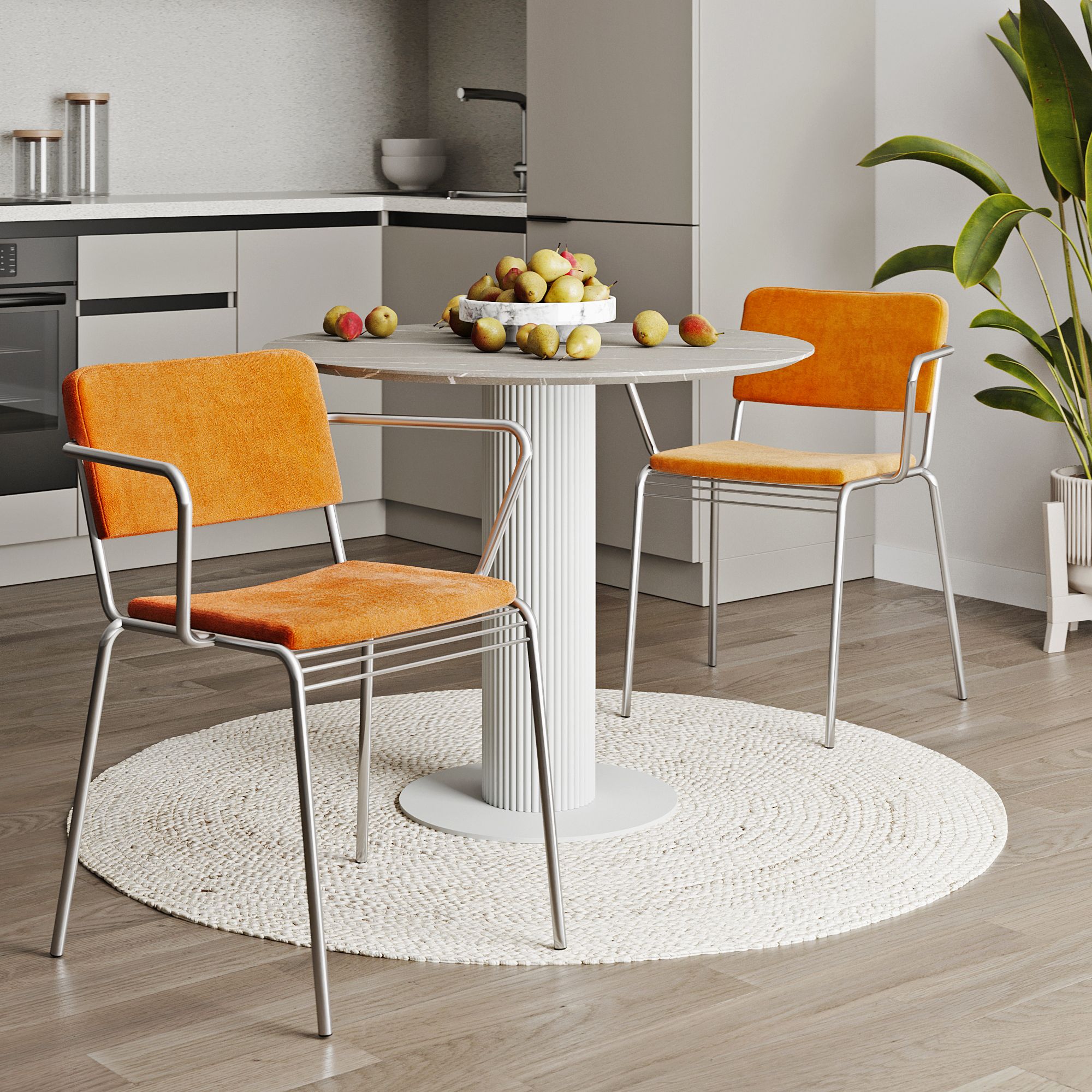 Комплект стульев для кухни ArtCraft Cast LR 2 шт., с мягкими подушками оранжевого цвета