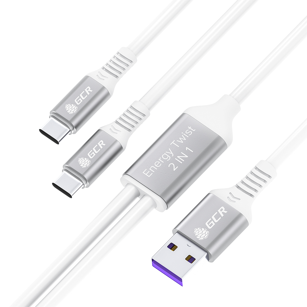 Кабель USB 2x TypeC (2 в 1) быстрая зарядка 5A QC3.0 для Xiaomi Huawei Samsung GCR-53468