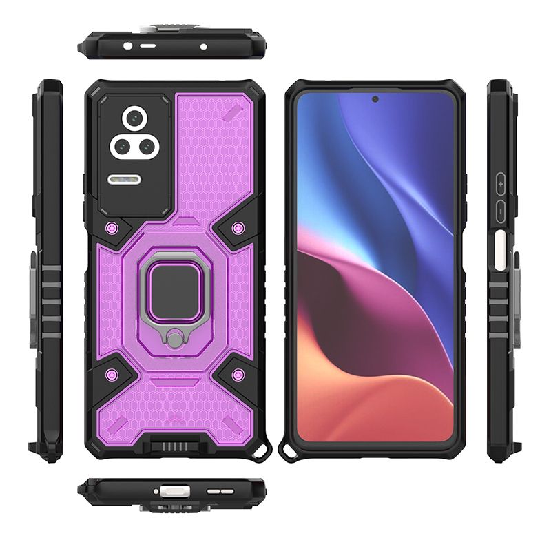 Противоударный чехол с Innovation Case с защитой камеры для Xiaomi Poco F4 (фиолетовый)