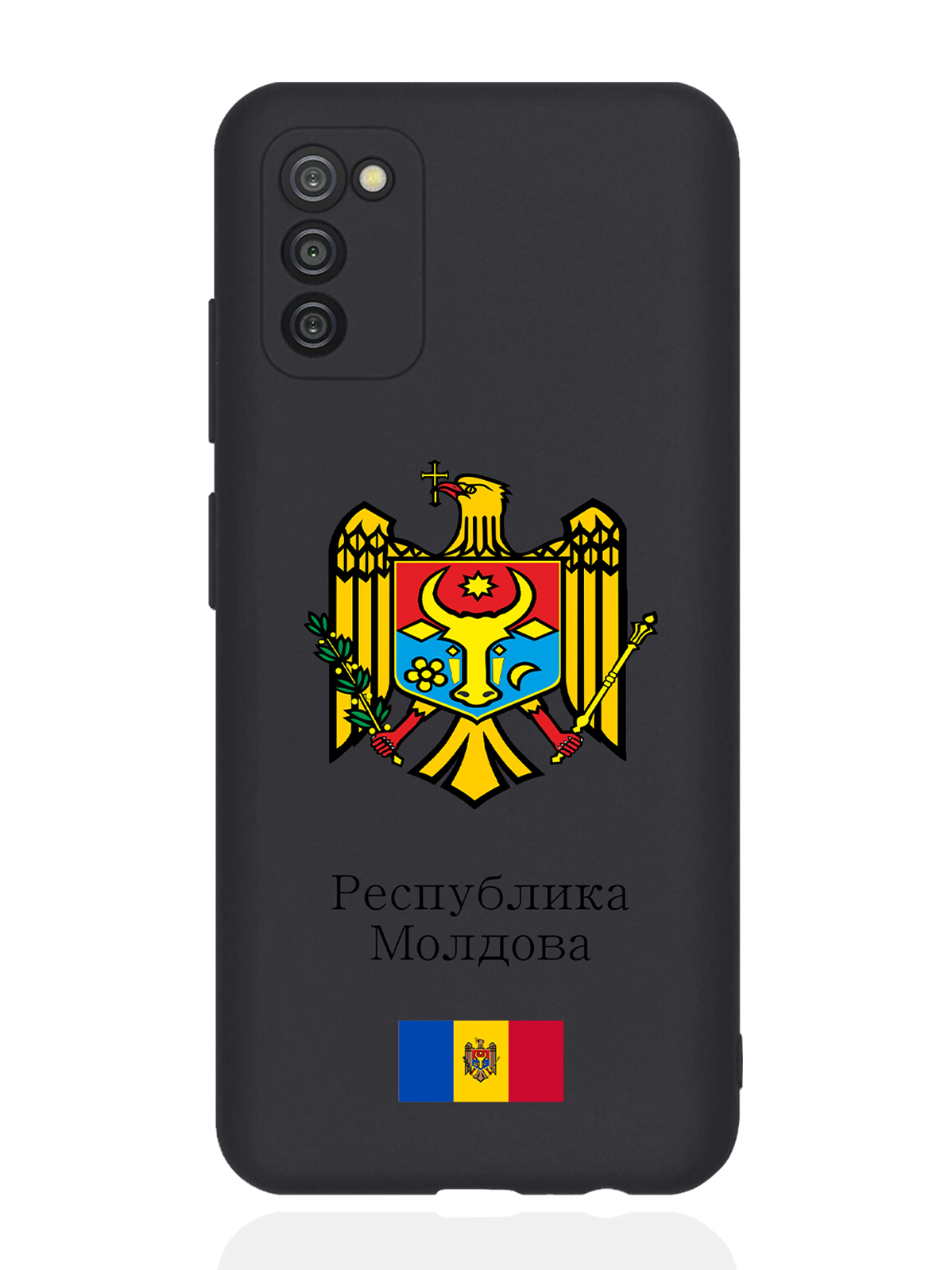 Чехол SignumCase для Samsung Galaxy A03s Герб Республики Молдова/Герб Молдавии черный