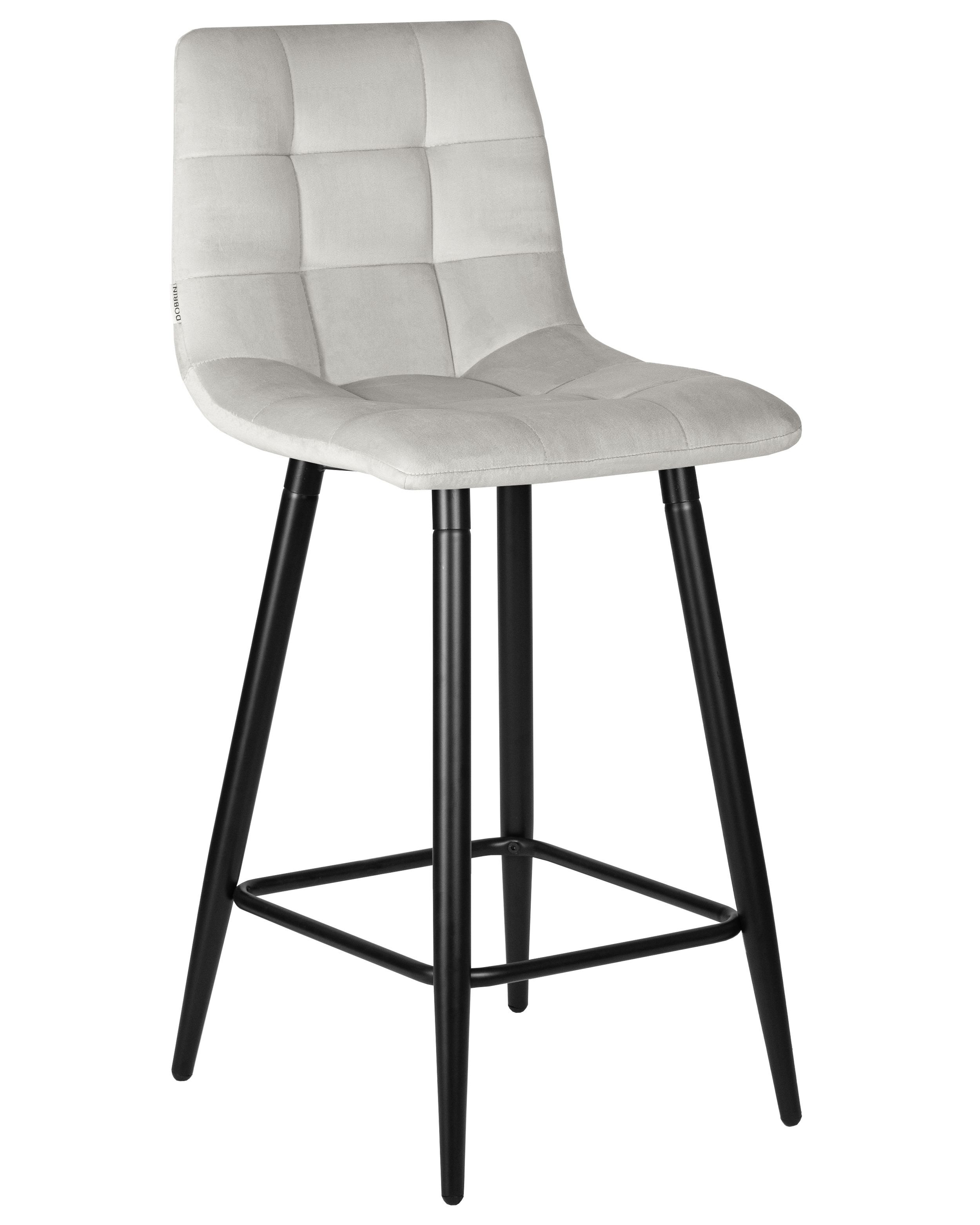 Полубарный стул DOBRIN OLIVIA 1 шт черные матовые ножки, светло-серый велюр (108-52)