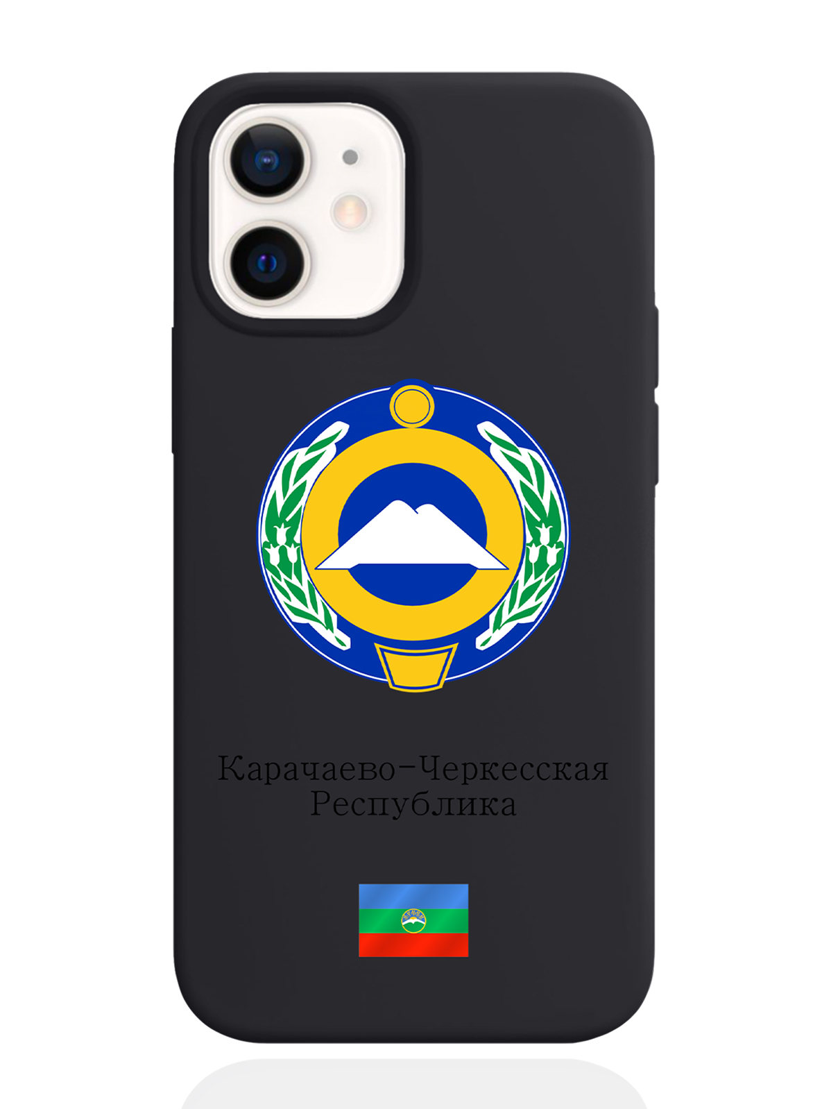 Чехол SignumCase для iPhone 12 mini Герб Карачаево-Черкесской Республики черный