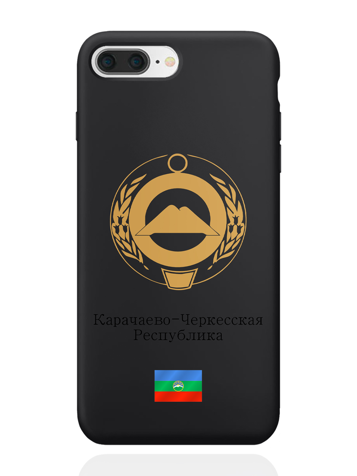 Чехол SignumCase для iPhone 7/8 Plus Золотой Герб Карачаево-Черкесской Республики черный
