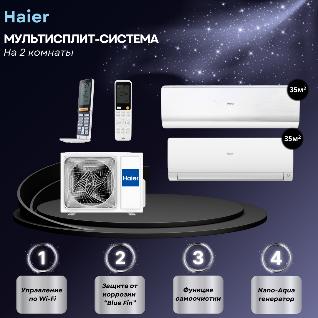 Мульти сплит-система Haier AS12NS6ERA-W + AS35S2SF2FA-W / 2U40S2SM1FA c Wi-Fi ESP32