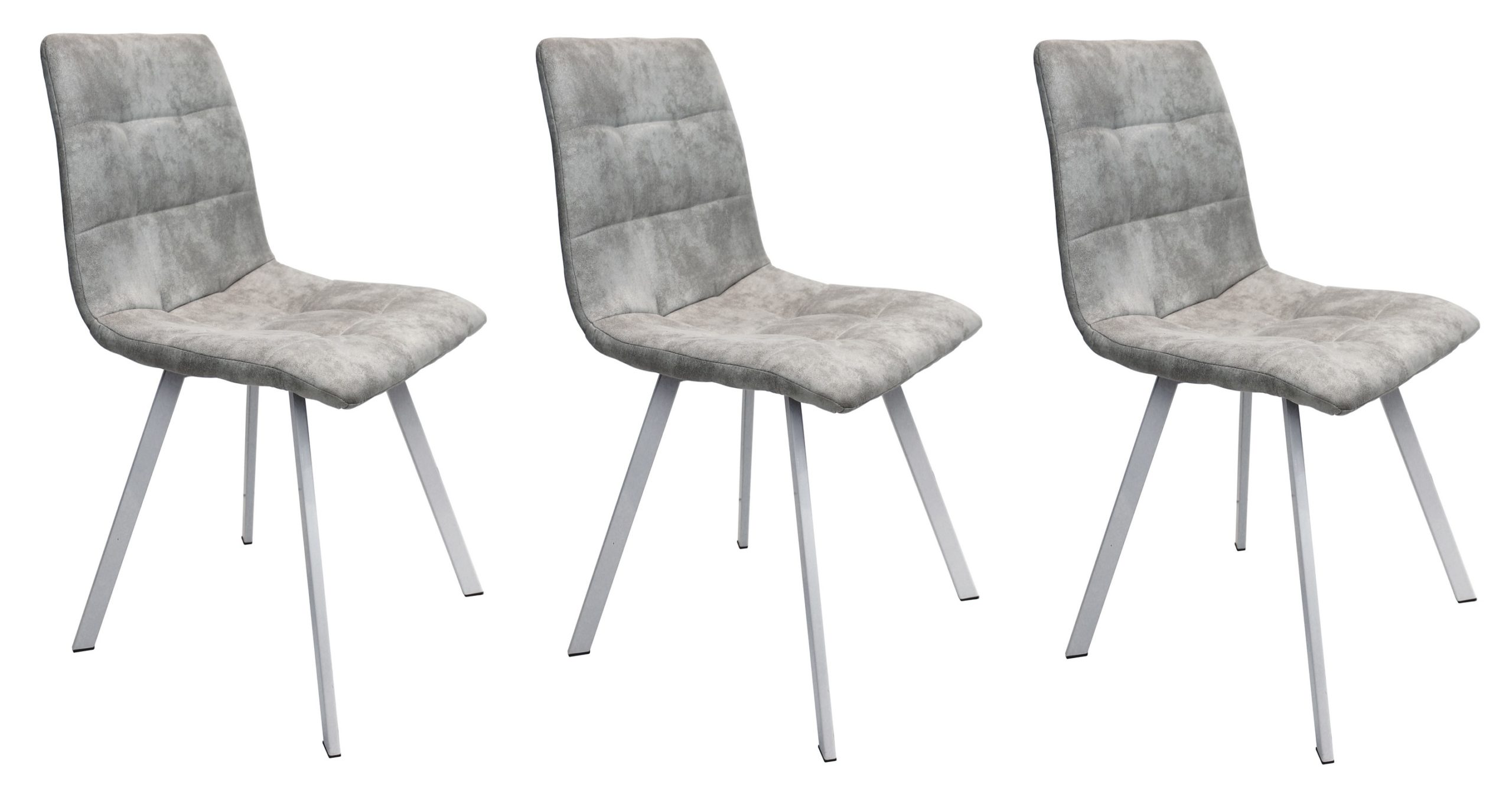 Комплект стульев Терминал MIA нубук светло-серый, опоры белые, 3 шт.