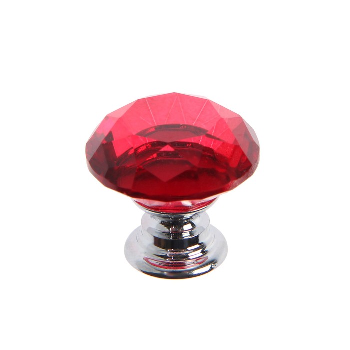 Ручка кнопка CAPPIO, цвет красный "Алмаз", стеклянная, d=25 мм