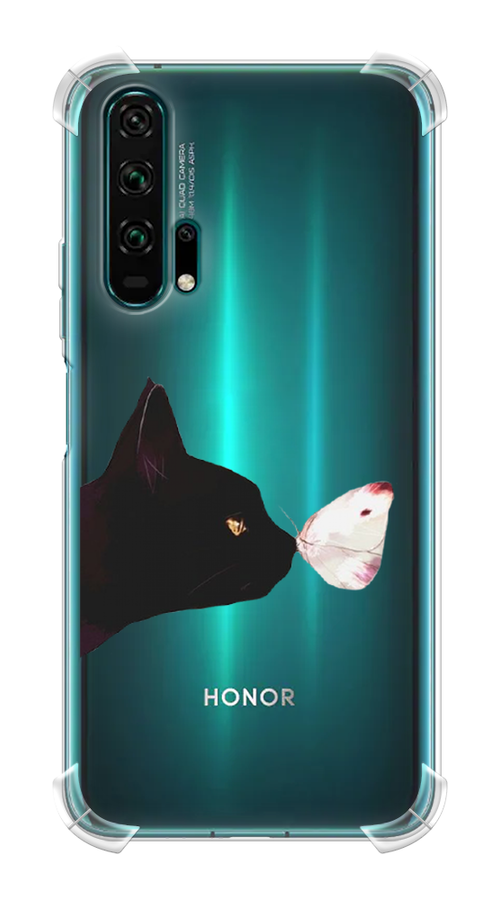 Чехол Awog на Honor 20 Pro "Черный кот и бабочка"