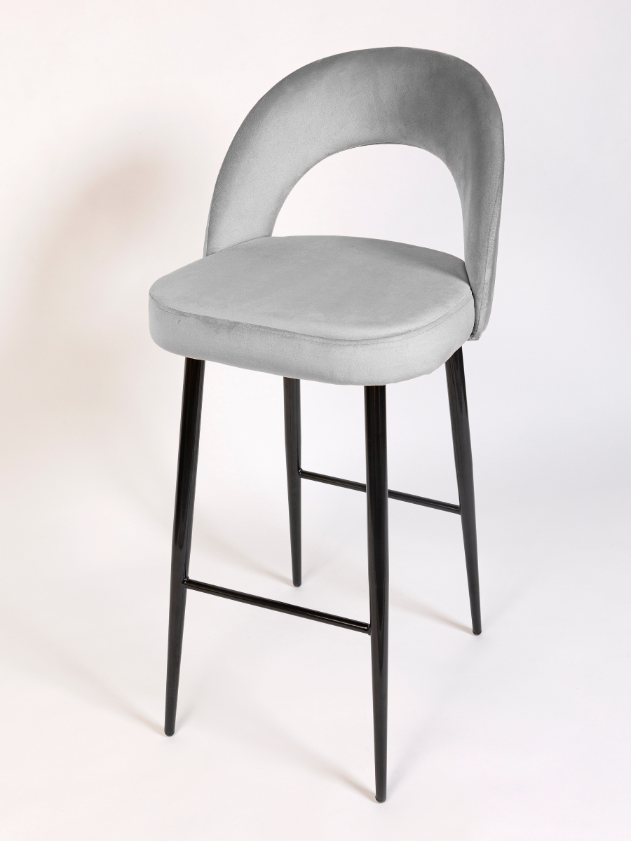 Барный стул Сансет, ноги черный металл, светло-серый