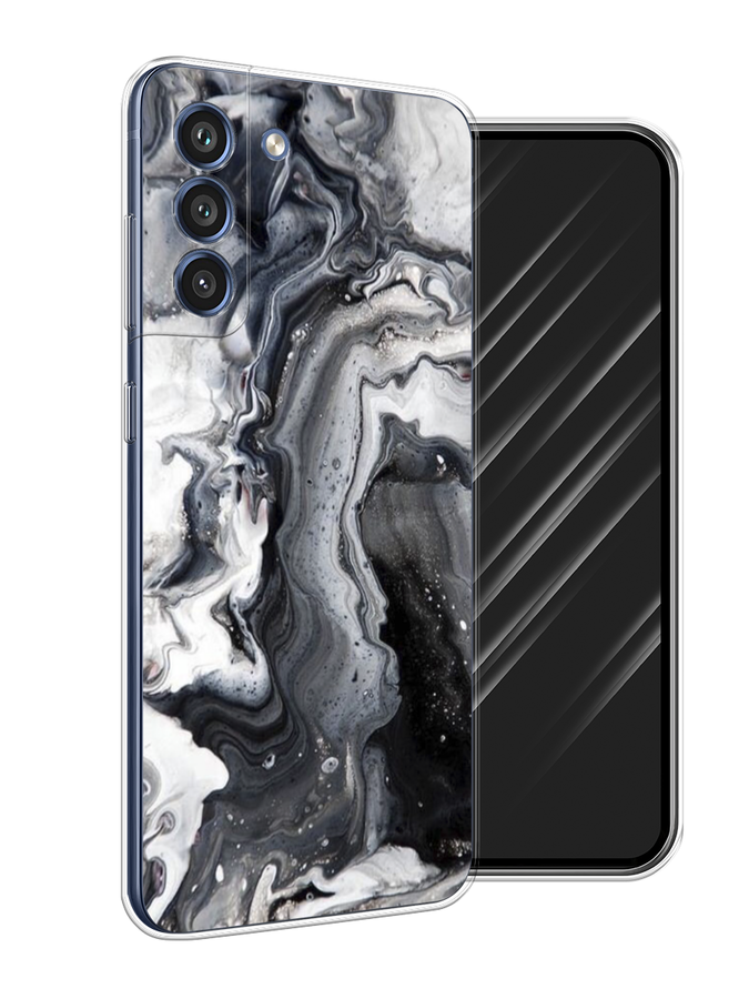 Чехол Awog на Samsung Galaxy S21 FE 5G / Самсунг S21 FE 5G "Бело-черные сложные полосы"