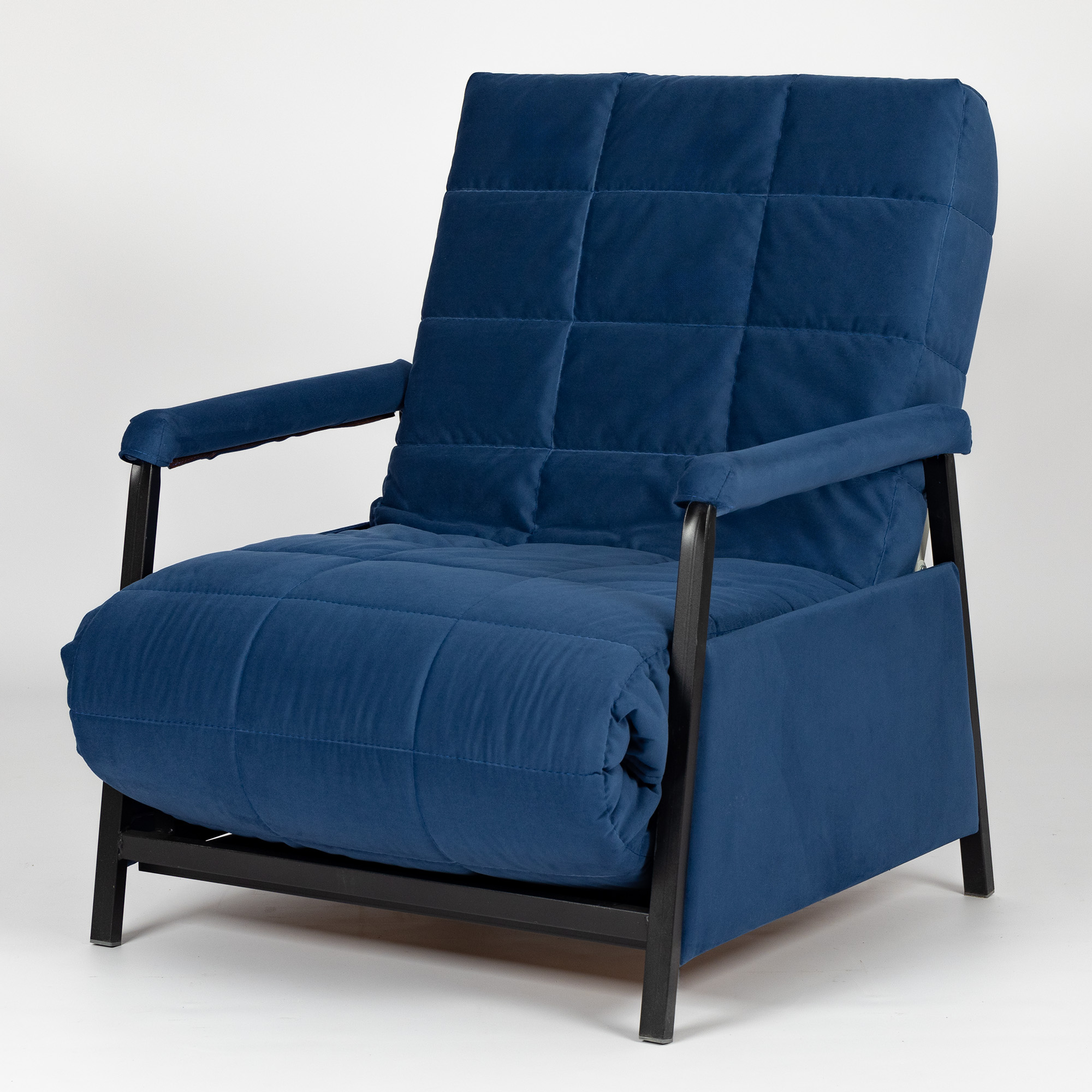 Кресло-кровать Divan24 Ирбис с подлокотниками, синий велюр