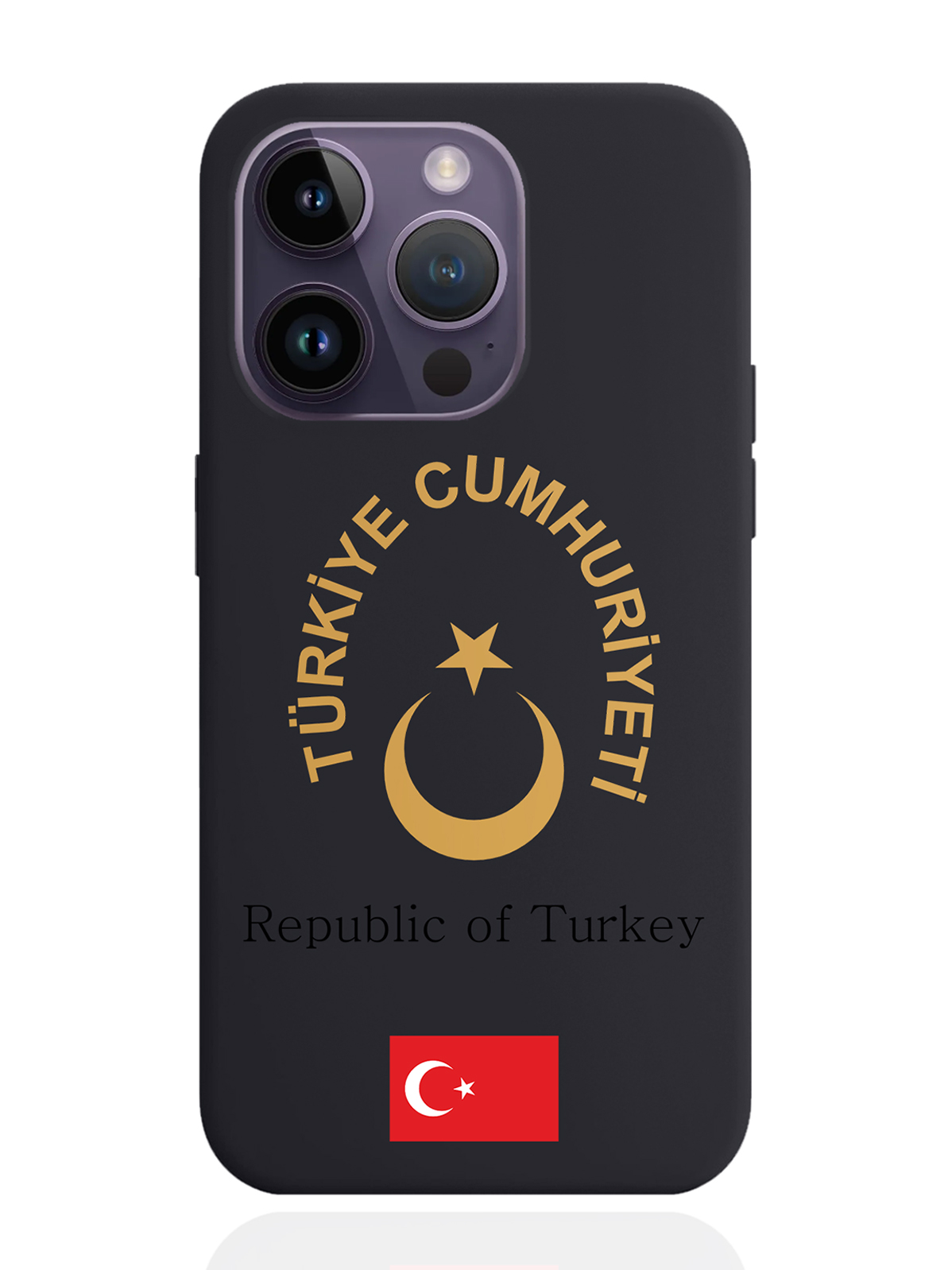 Чехол SignumCase для iPhone 14 Pro Золотой Герб Турции черный