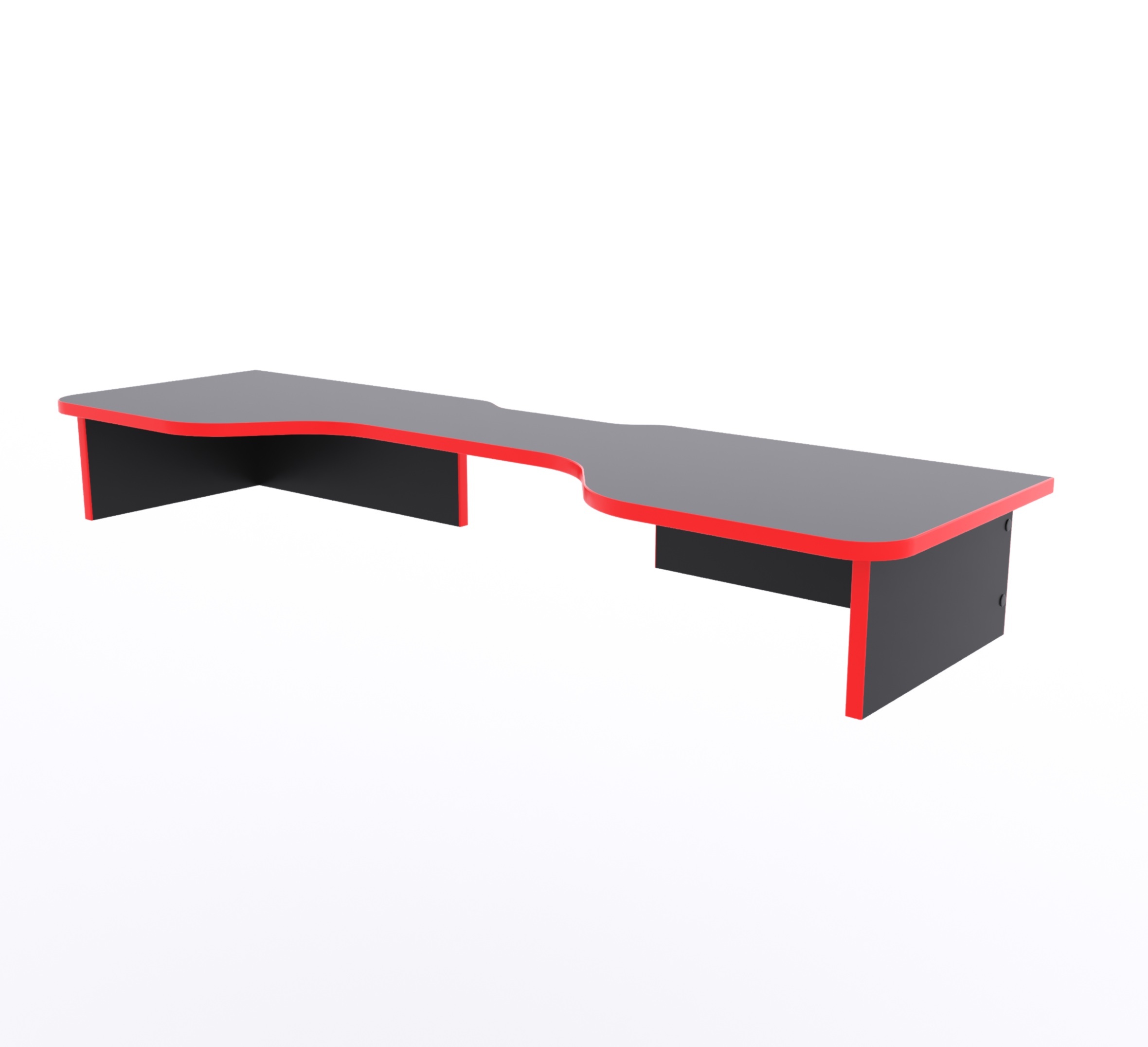 Полка для монитора для геймерского стола Stalkermebel, 100 см, черная с красной кромкой
