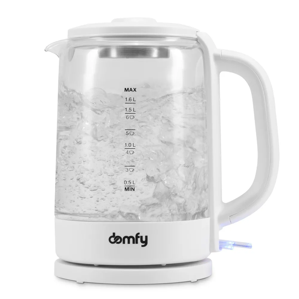 Чайник электрический DOMFY DSB-EK304 1.6 л белый, прозрачный