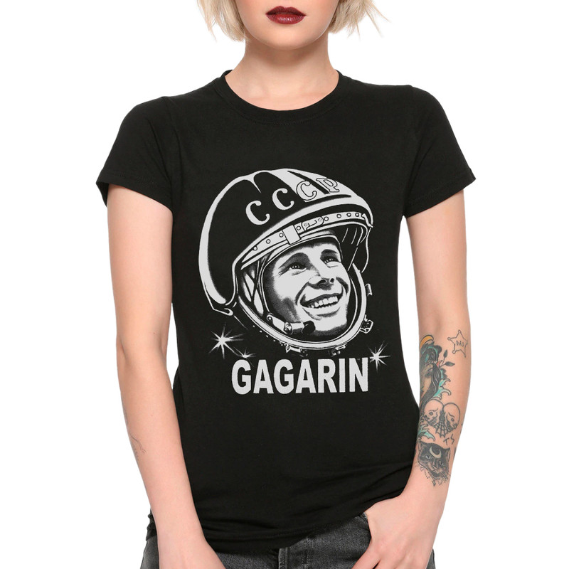 Футболка женская Dream Shirts Гагарин черная 3XL