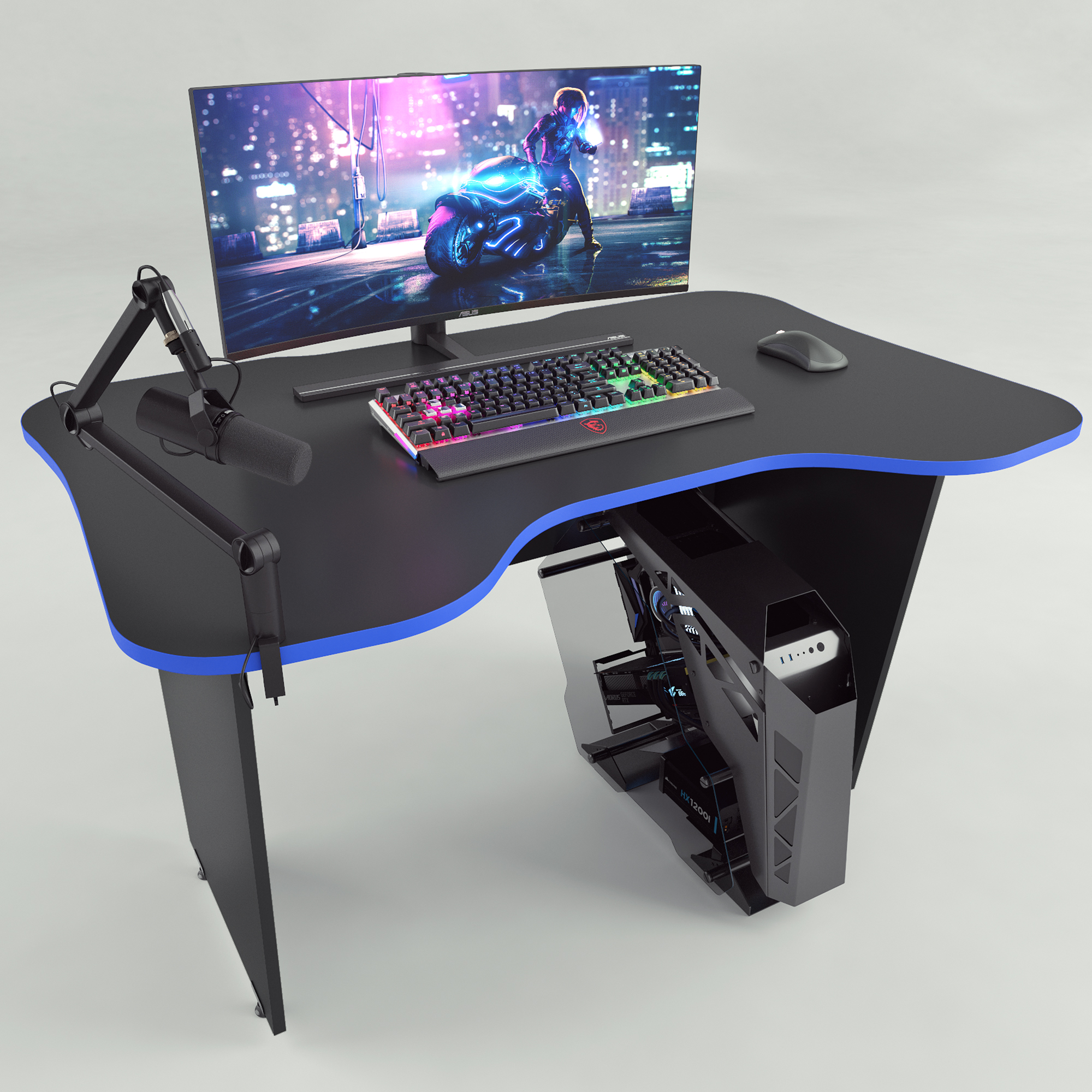Игровой компьютерный стол myXplace Fly, черно-синий