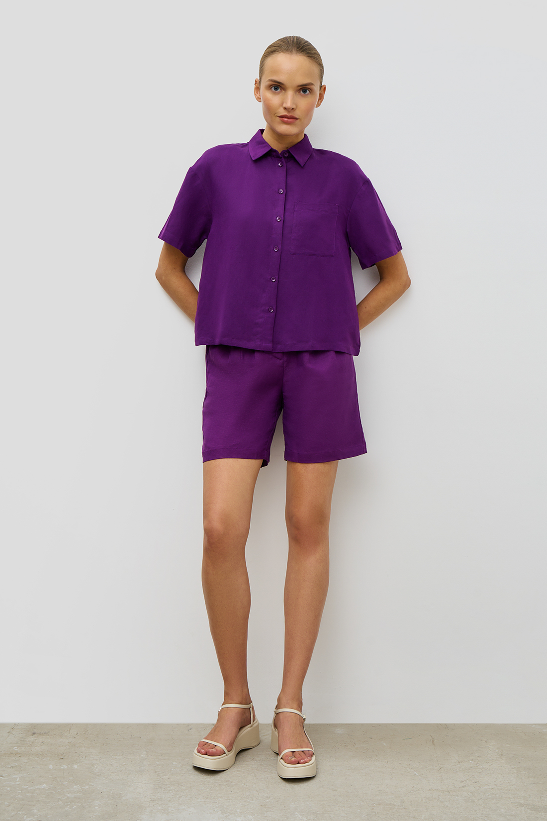 Повседневные шорты женские Baon B3223020 фиолетовые M