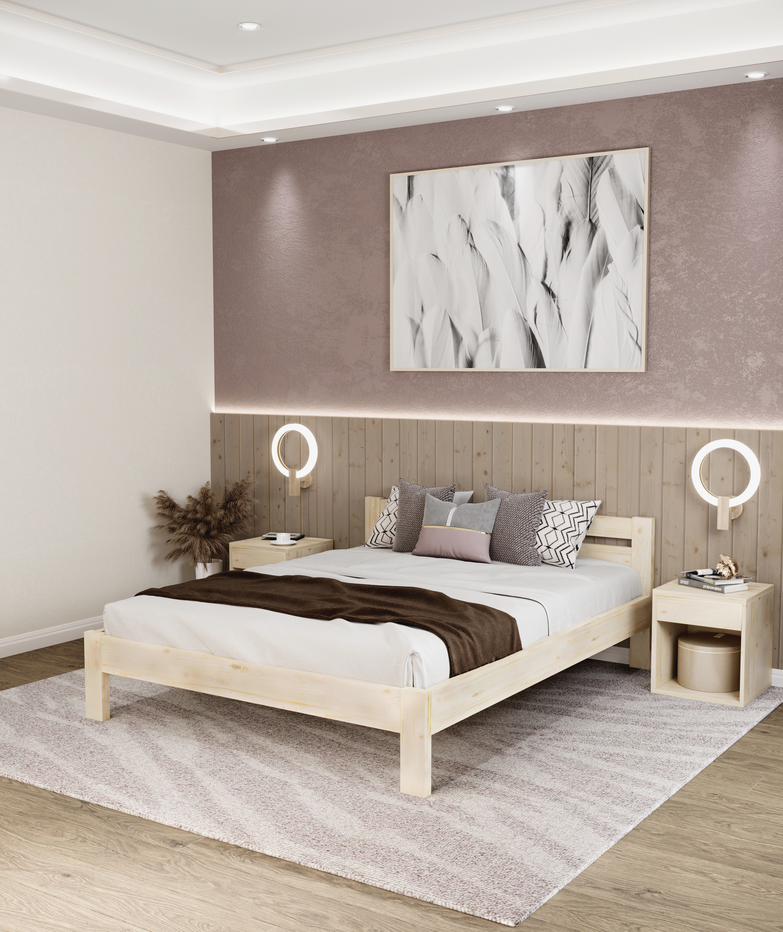 Кровать МиДа Трейд Уют 160х200 из массива сосны, без покрытия, отшлифованная