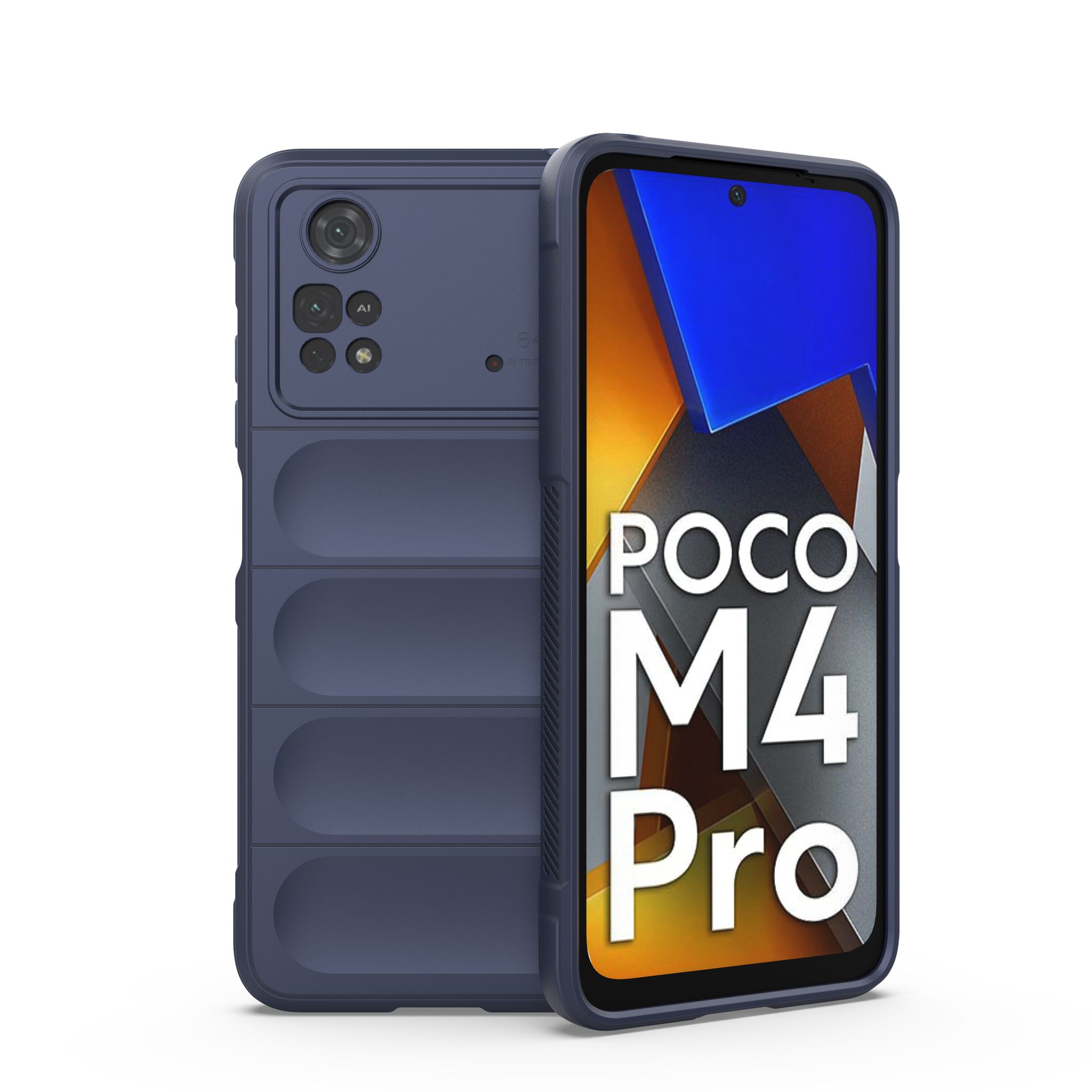 Противоударный чехол Flexible Case для Xiaomi Poco M4 Pro 4G (синий)