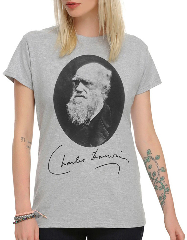 Футболка женская DreamShirts Studio Чарлз Дарвин / Charles Darwin серая M